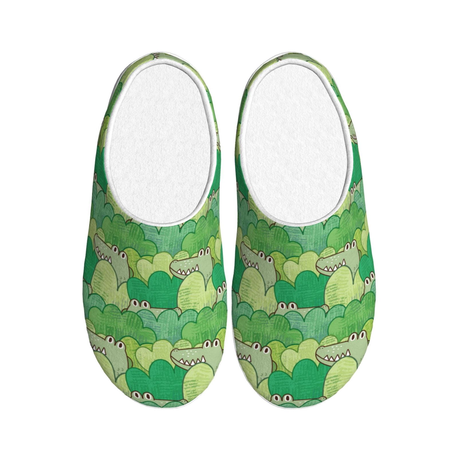 JUNZAN Crocodile And Bush Print Cozy Slippers for Men& Women,Fuzzy Slip ...