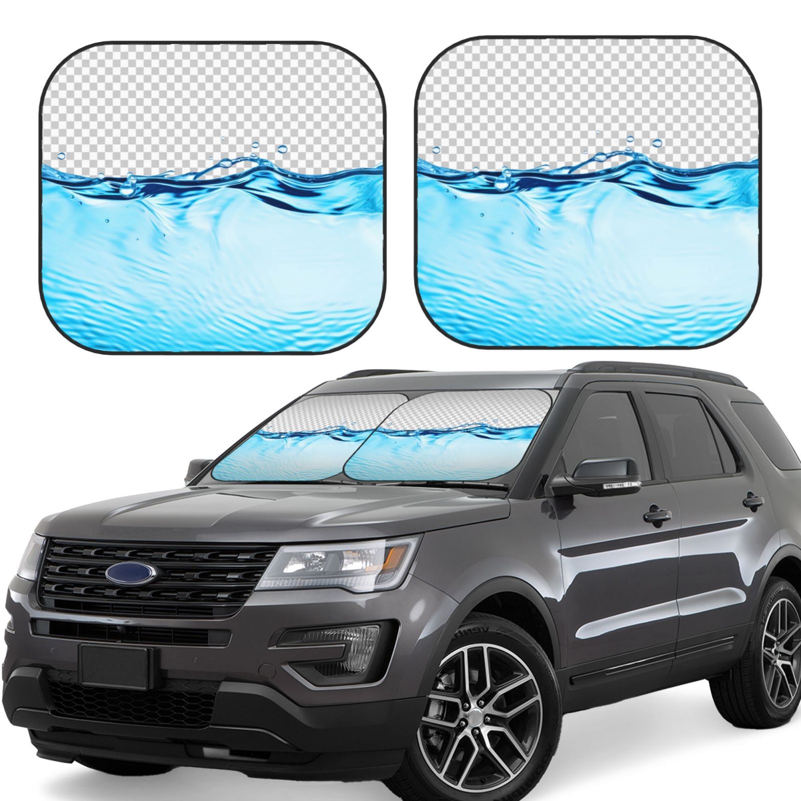 JUNZAN Crystal Clear Water Splash Pattern Car Windshield Sun Shade ...
