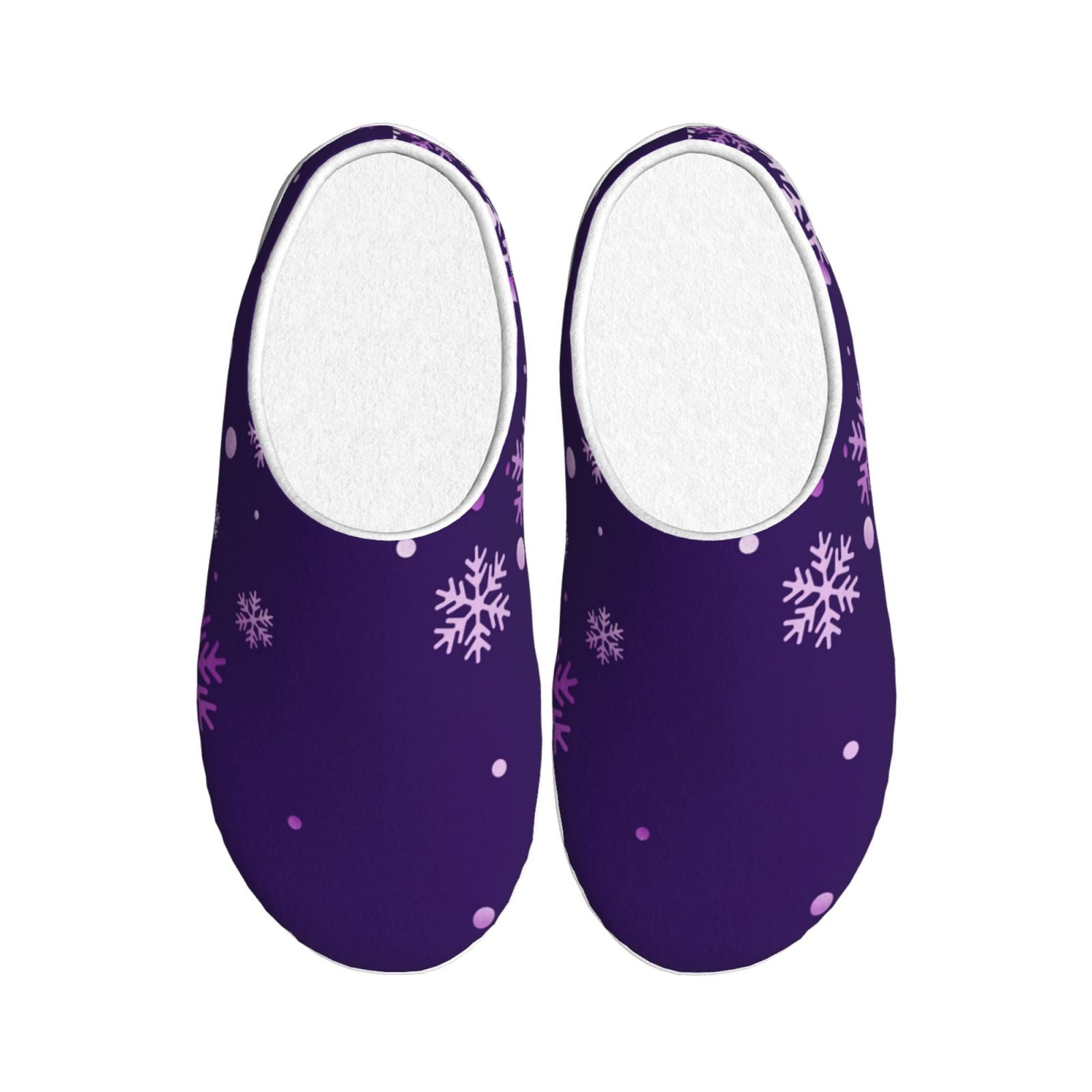 JUNZAN Crystal Purple Snowflake Print Cozy Slippers for Men& Women ...