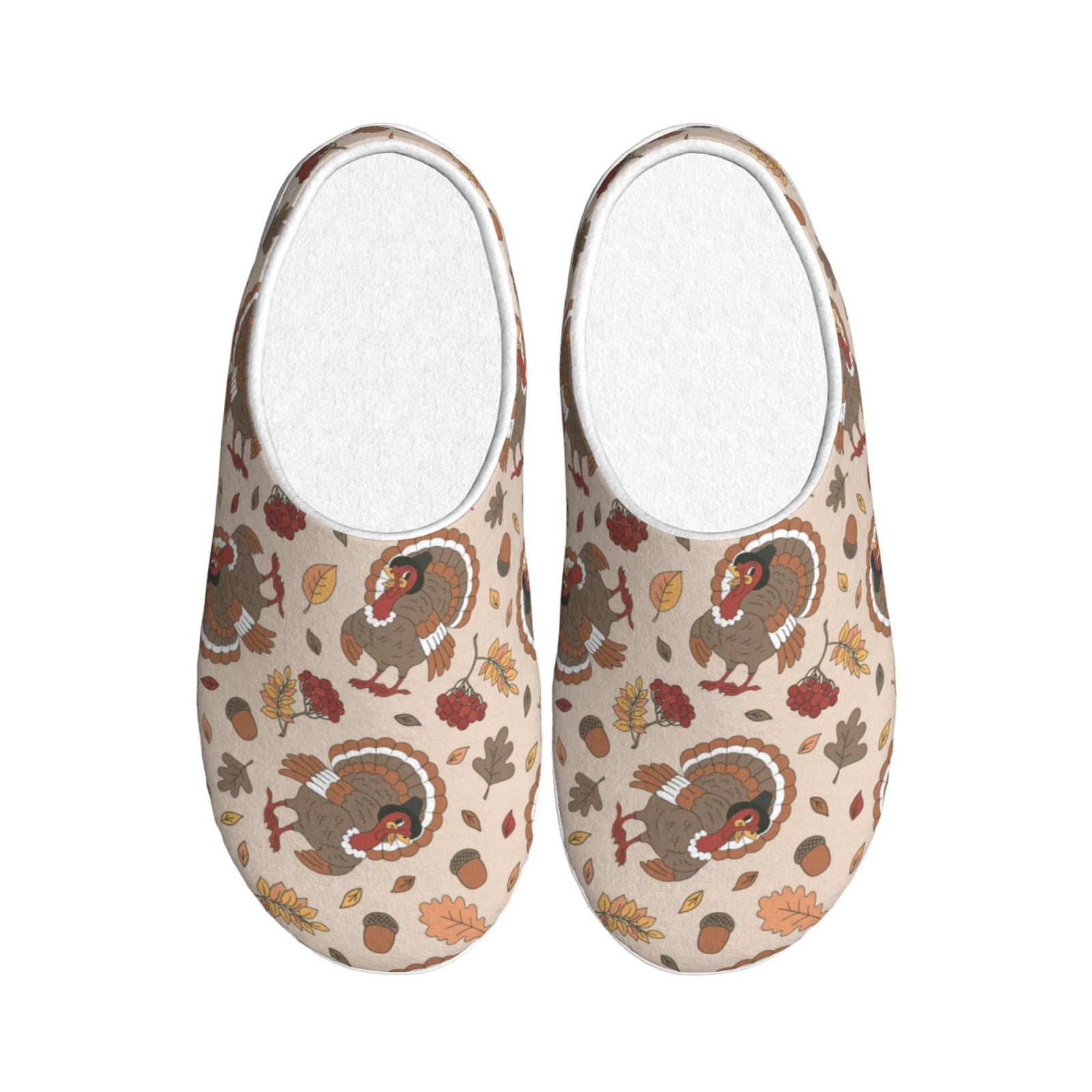 JUNZAN Cute Autumn Turkey Print Cozy Slippers for Men& Women,Fuzzy Slip ...