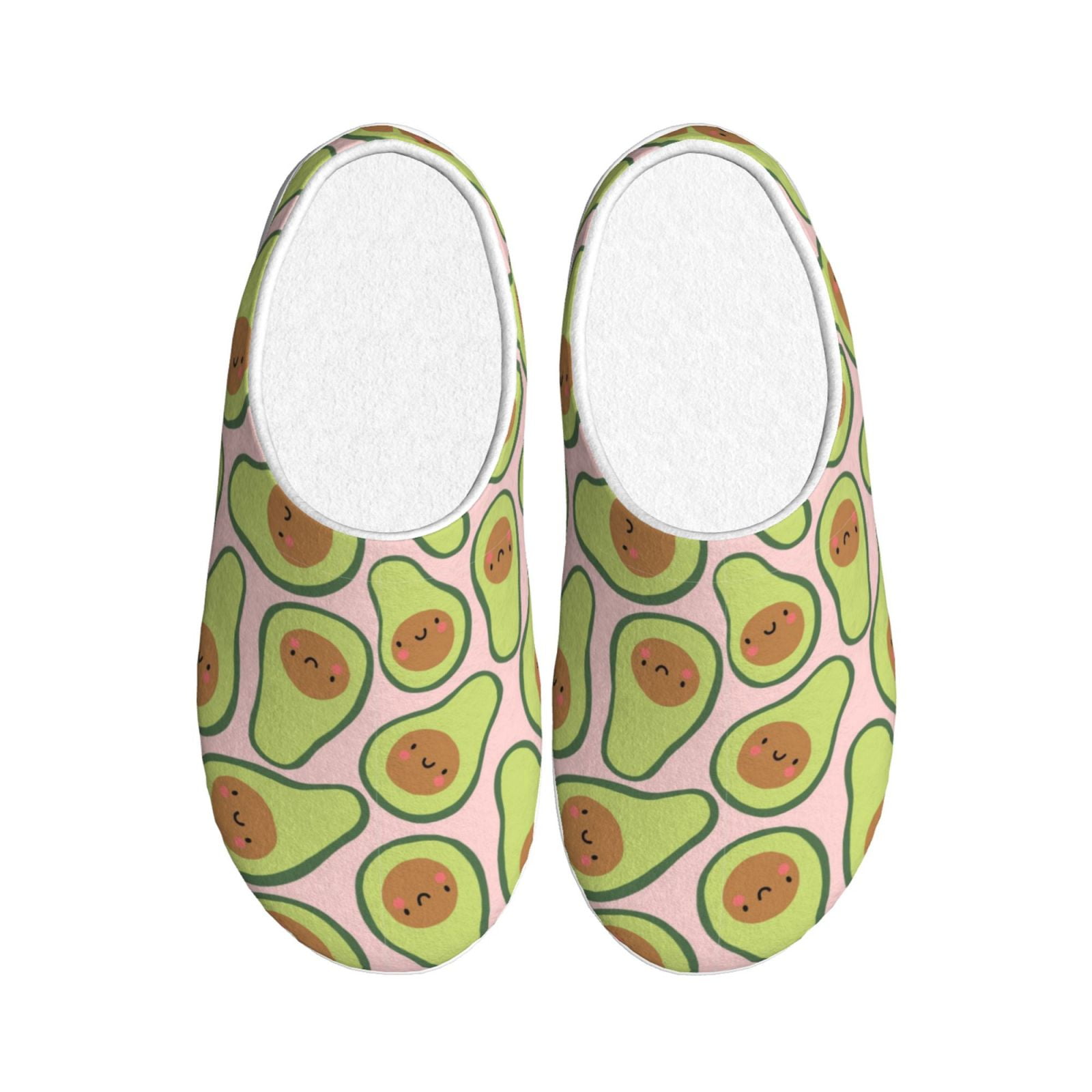 JUNZAN Cute Avocado Print Cozy Slippers for Men& Women,Fuzzy Slip-on ...
