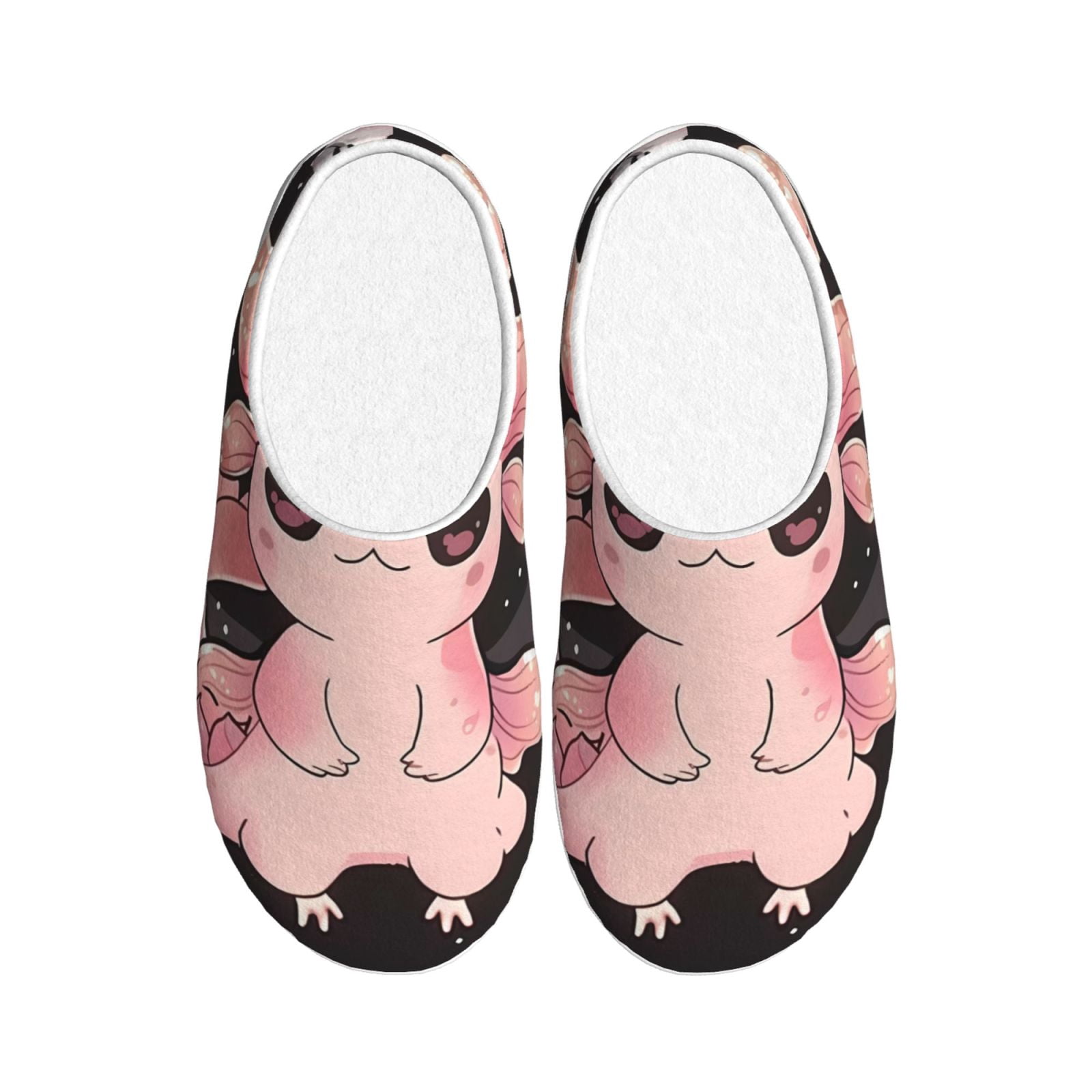 JUNZAN Cute Axolotl Sakura Blossoms B Print Cozy Slippers for Men ...