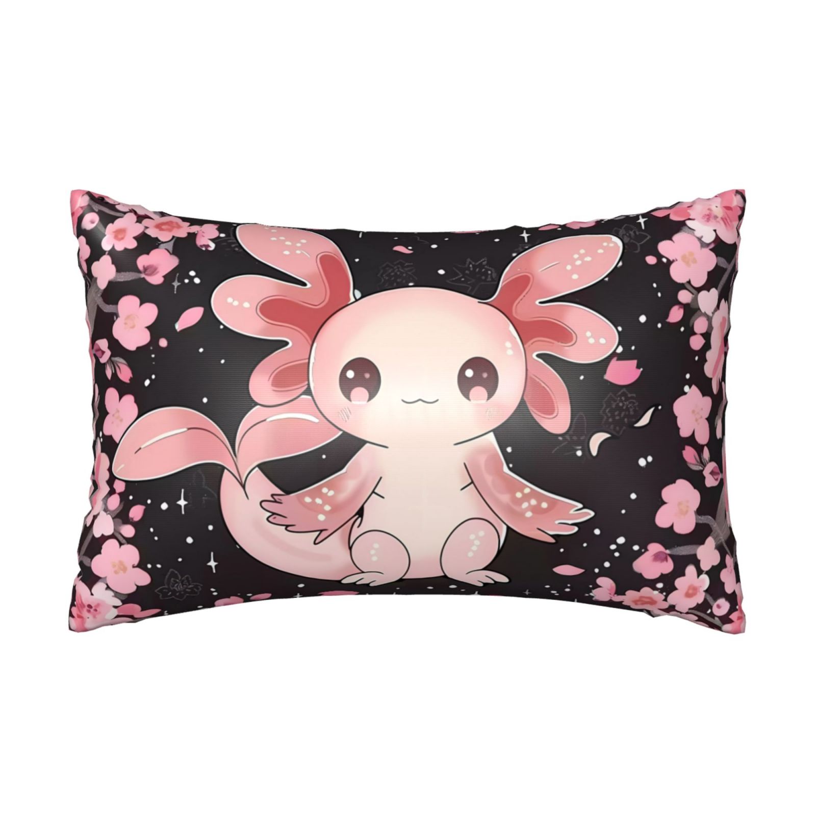 JUNZAN Cute Axolotl Sakura Blossoms Silk Pillowcase for Hair and Skin ...
