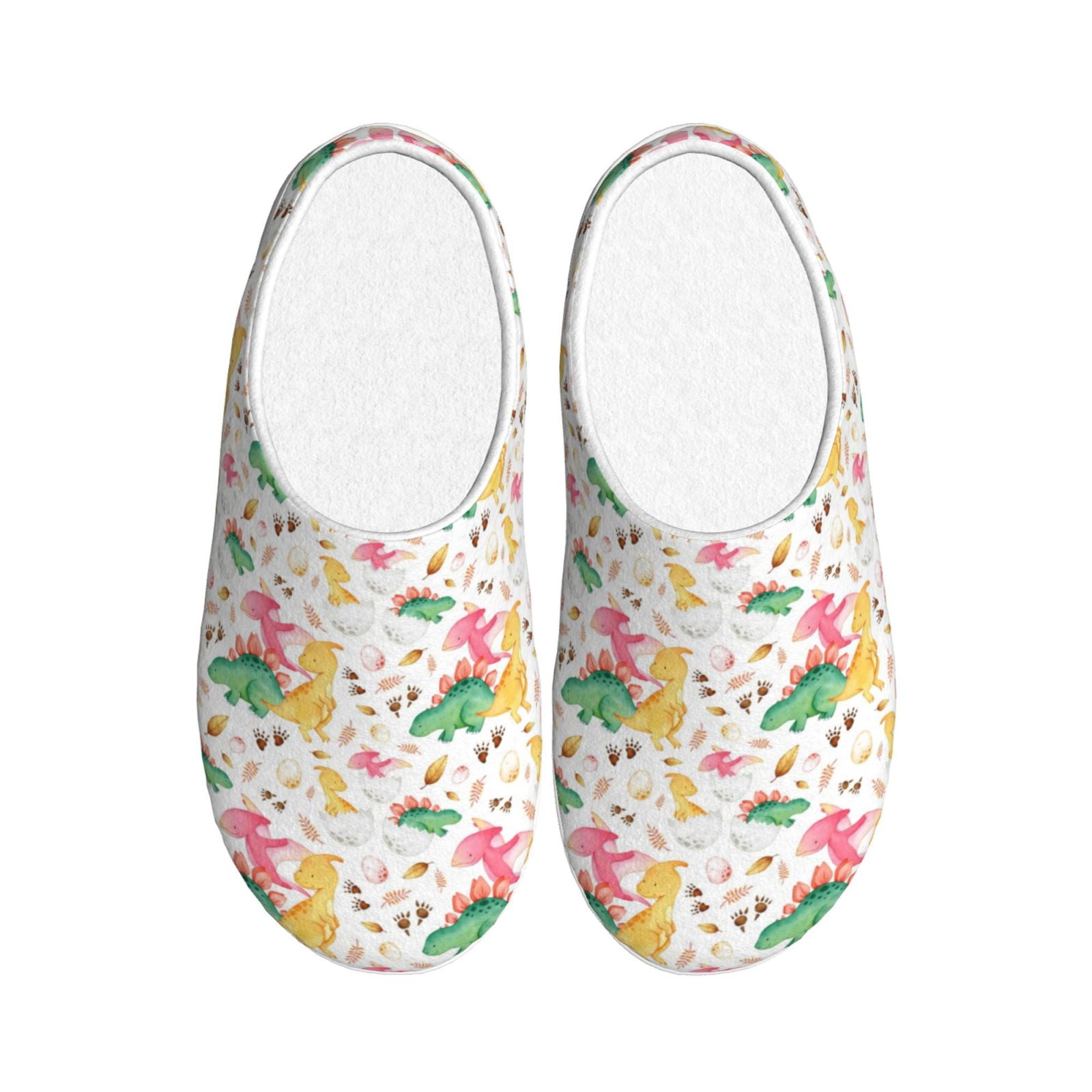 JUNZAN Cute Baby Dinosaurs Print Cozy Slippers for Men& Women,Fuzzy ...