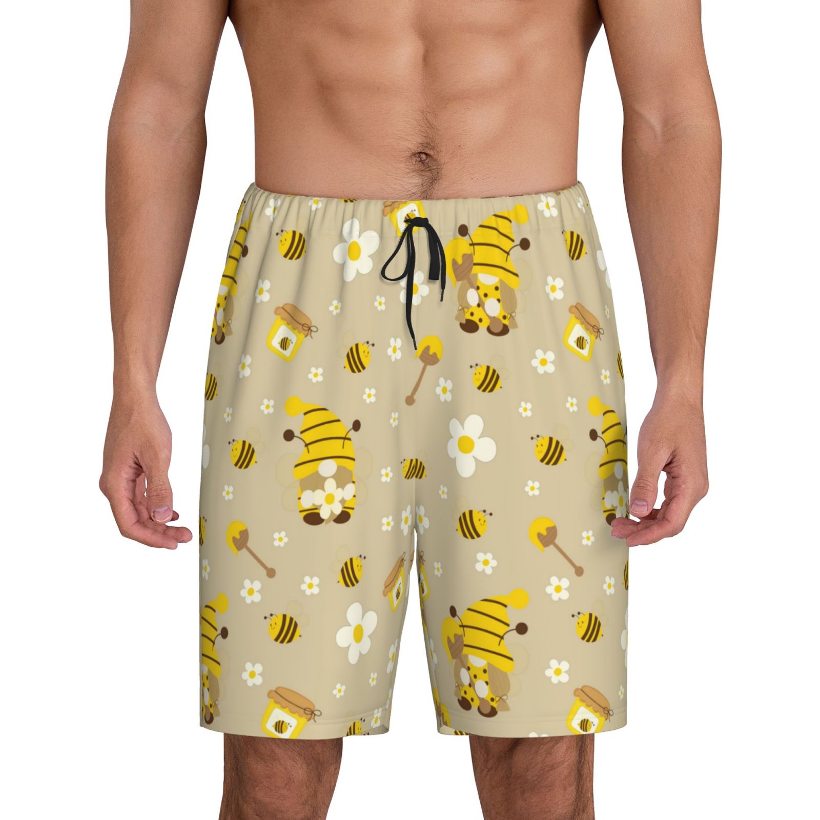 JUNZAN Cute Bee Gnome 2 Pattern Sleep Pajama Shorts for Men,Men's ...