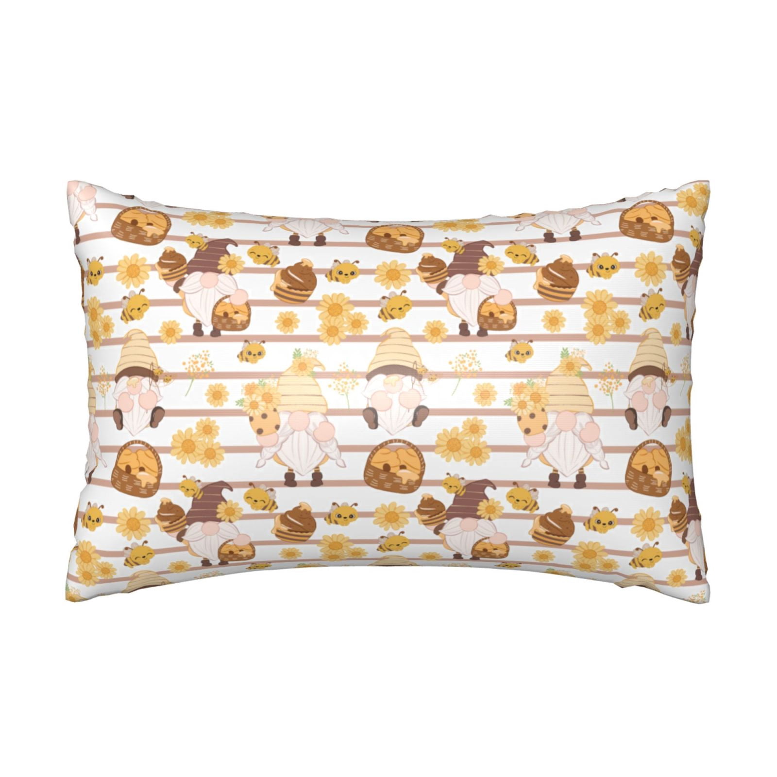JUNZAN Cute Bee Gnome Silk Pillowcase for Hair and Skin,Cooling Sleep ...