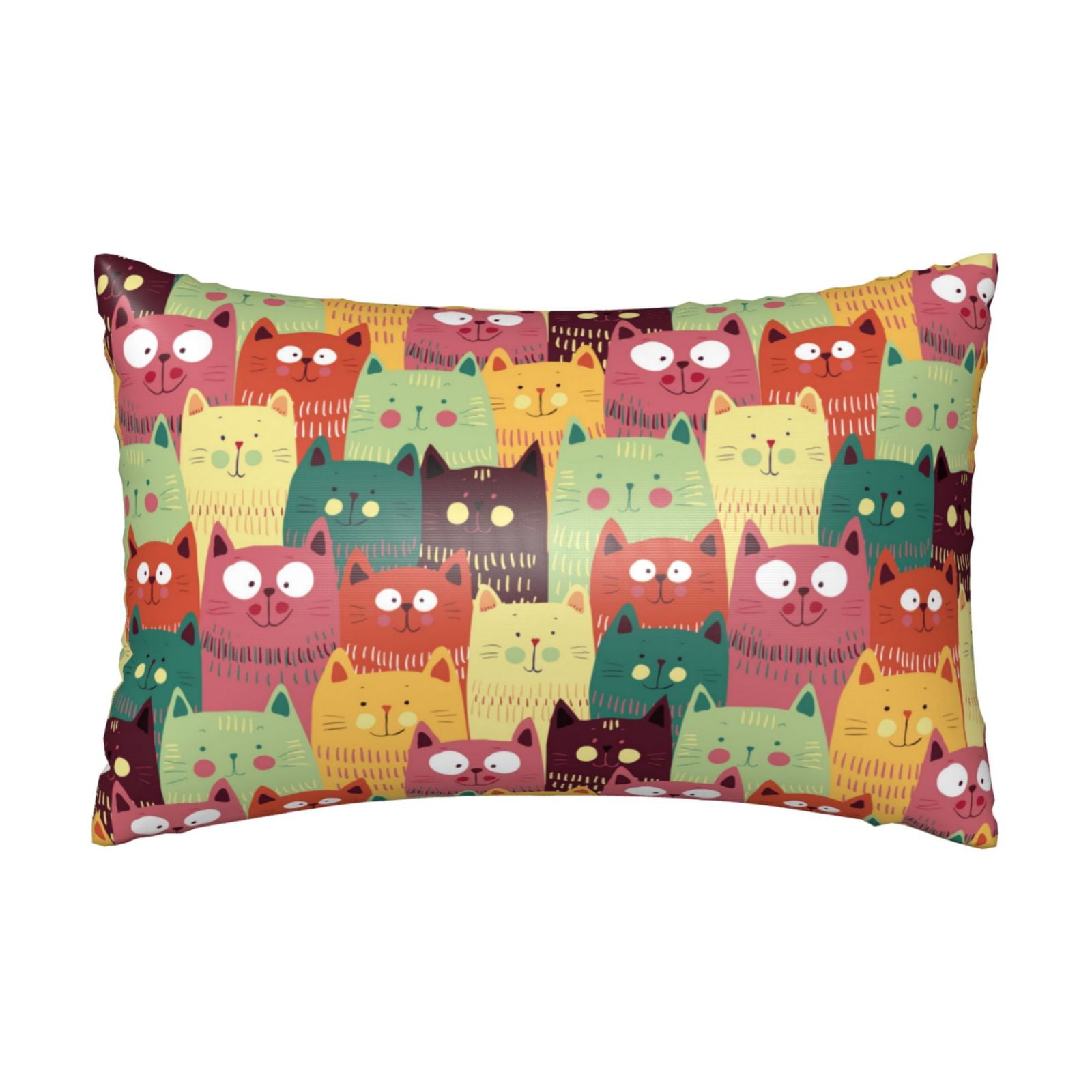 JUNZAN Cute Cartoon Cat Silk Pillowcase for Hair and Skin,Cooling Sleep ...