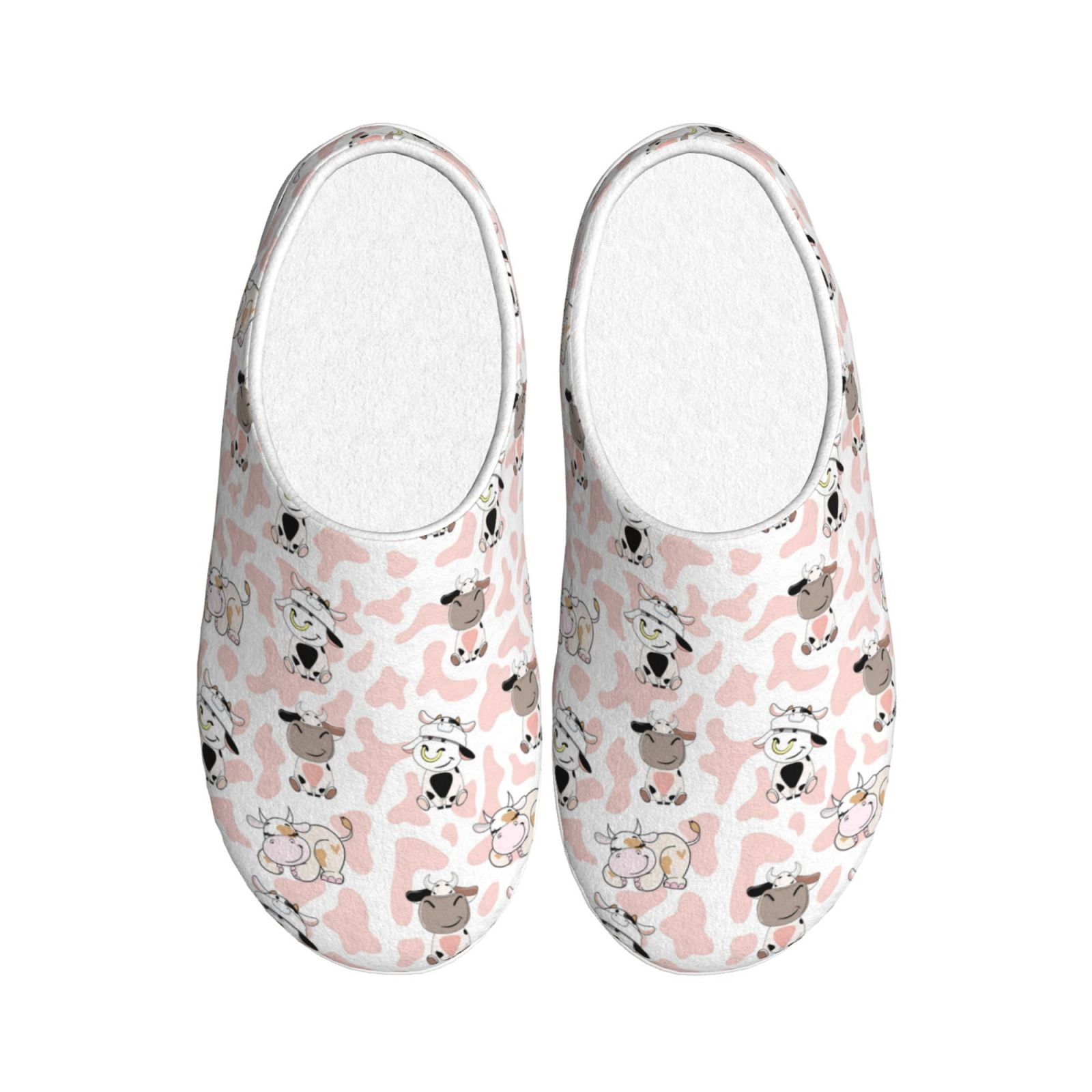 JUNZAN Cute Cartoon Cows Print Cozy Slippers for Men& Women,Fuzzy Slip ...