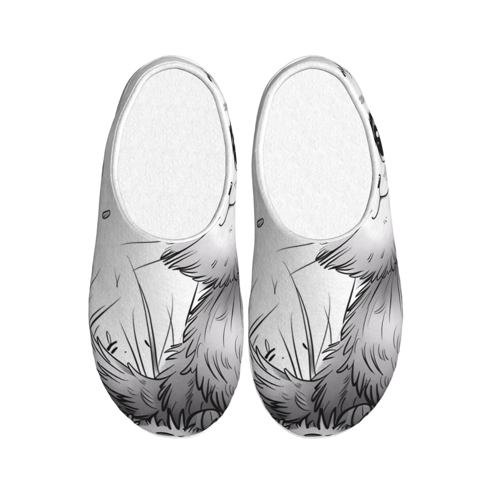 JUNZAN Cute Cat Meadow Sketch Print Cozy Slippers for Men& Women,Fuzzy ...