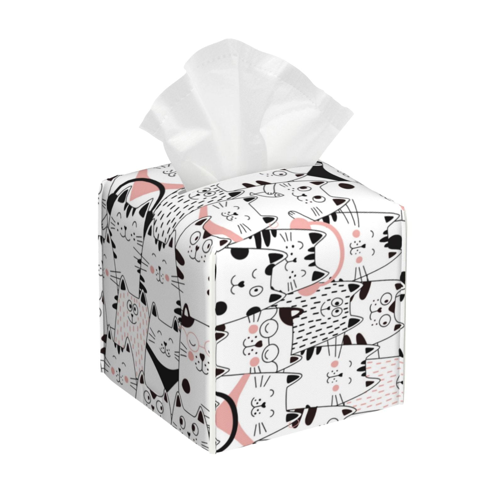 JUNZAN Cute Cat for Tissue Box Cover Holder, Square Facial Tissue Case ...