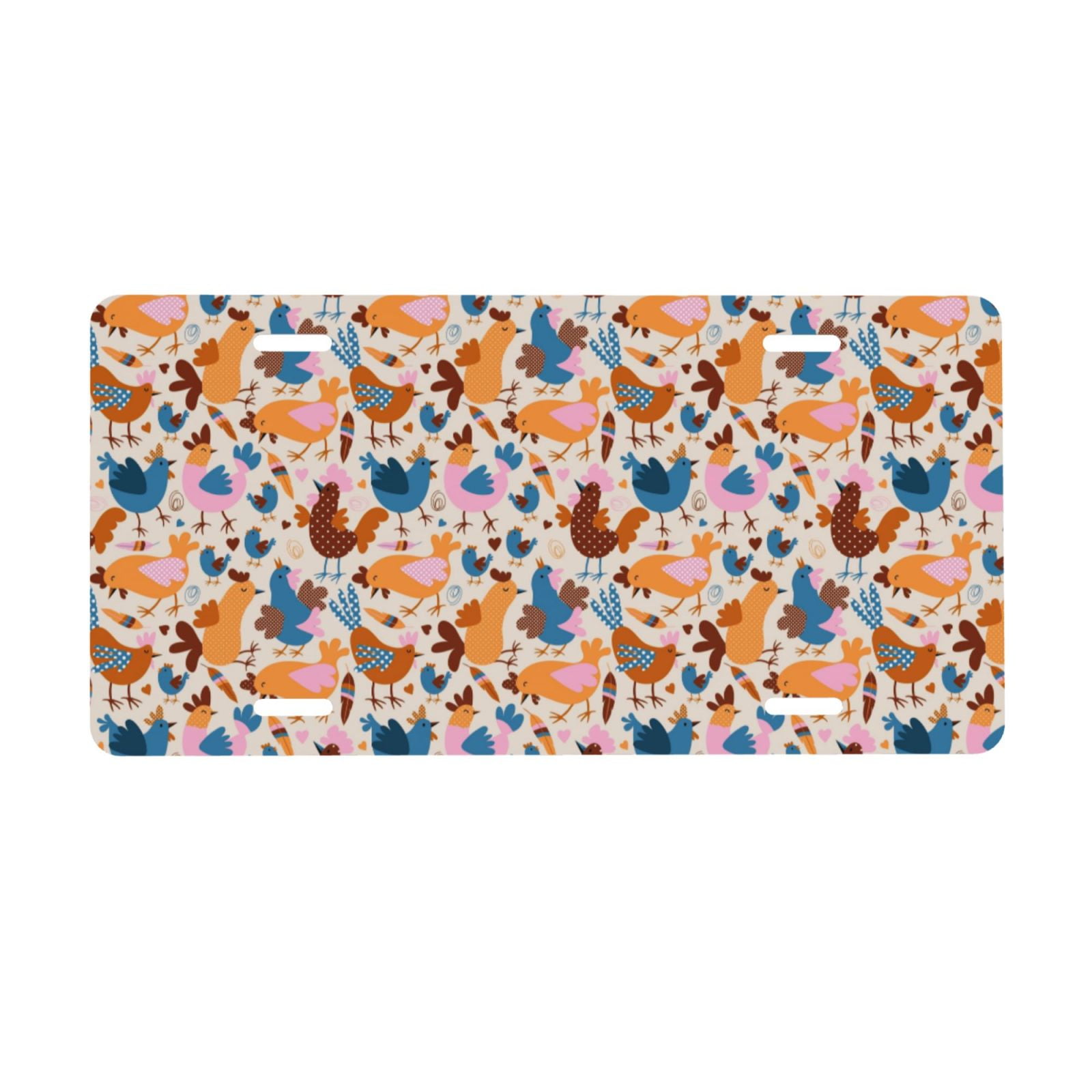 JUNZAN Cute Chickens Front License Plate Covers Decorative Car Metal ...