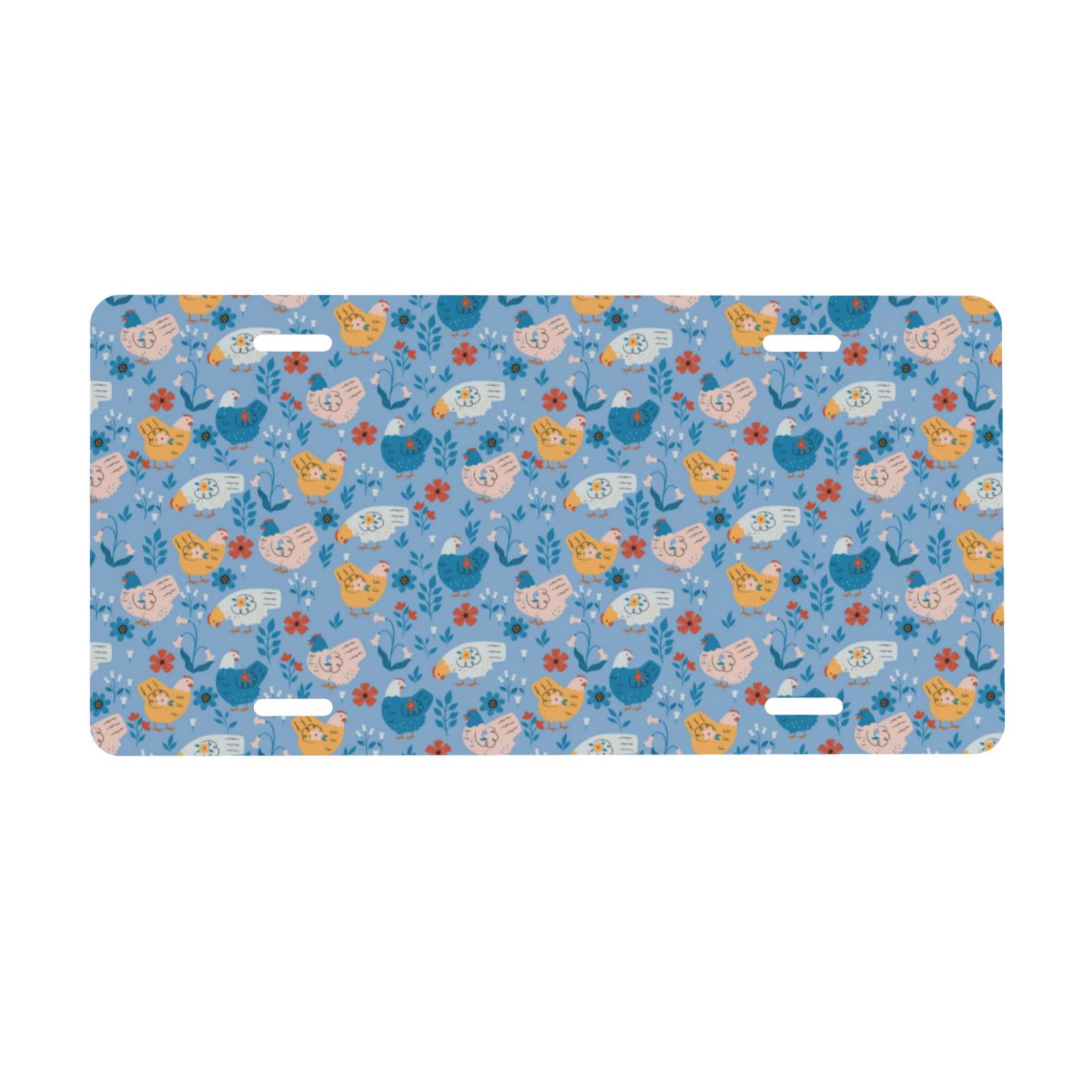 JUNZAN Cute Chickens and Flowers Front License Plate Covers Decorative ...