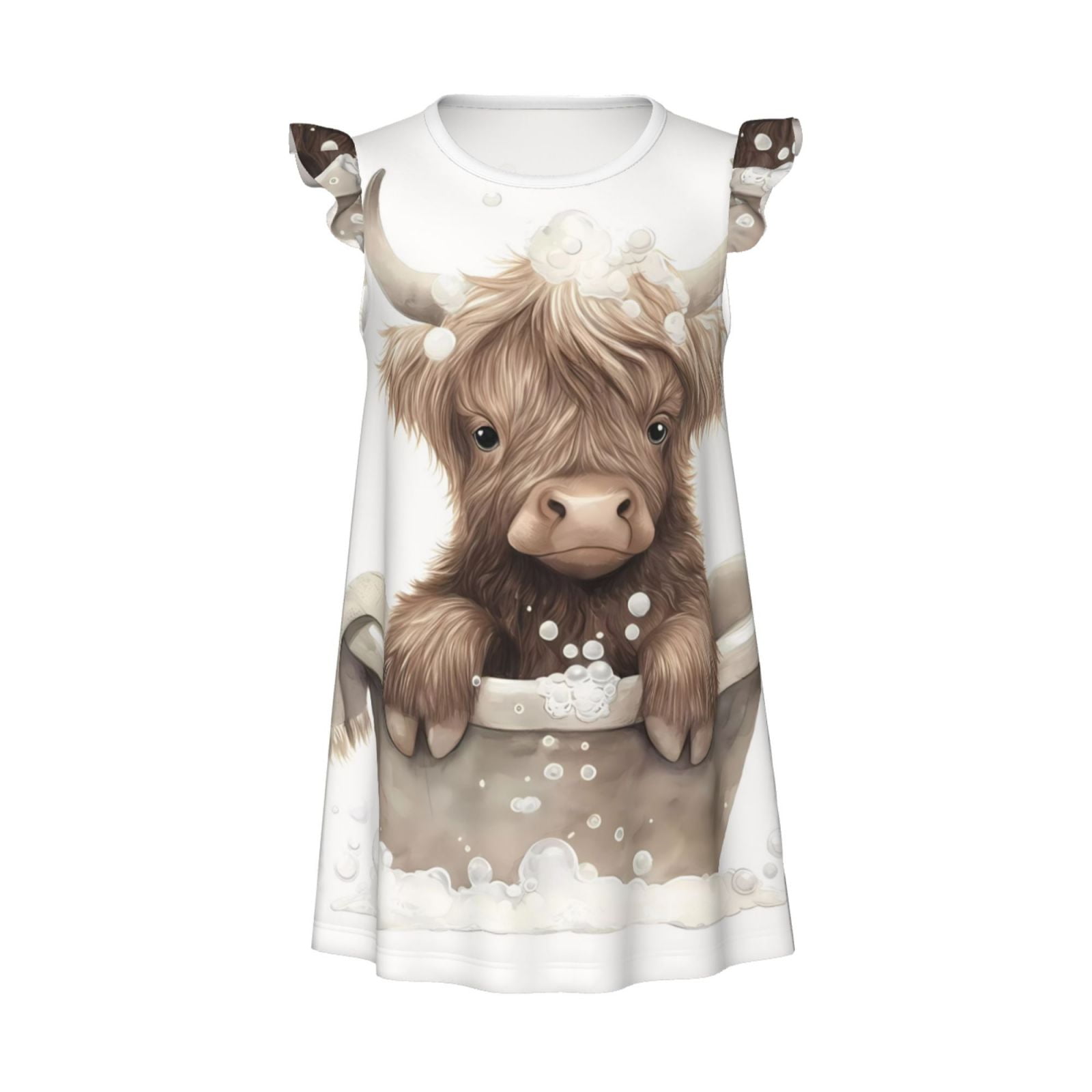 JUNZAN Cute Cow Bath Print Girls Nightgown Pajamas - Soft Toddler ...