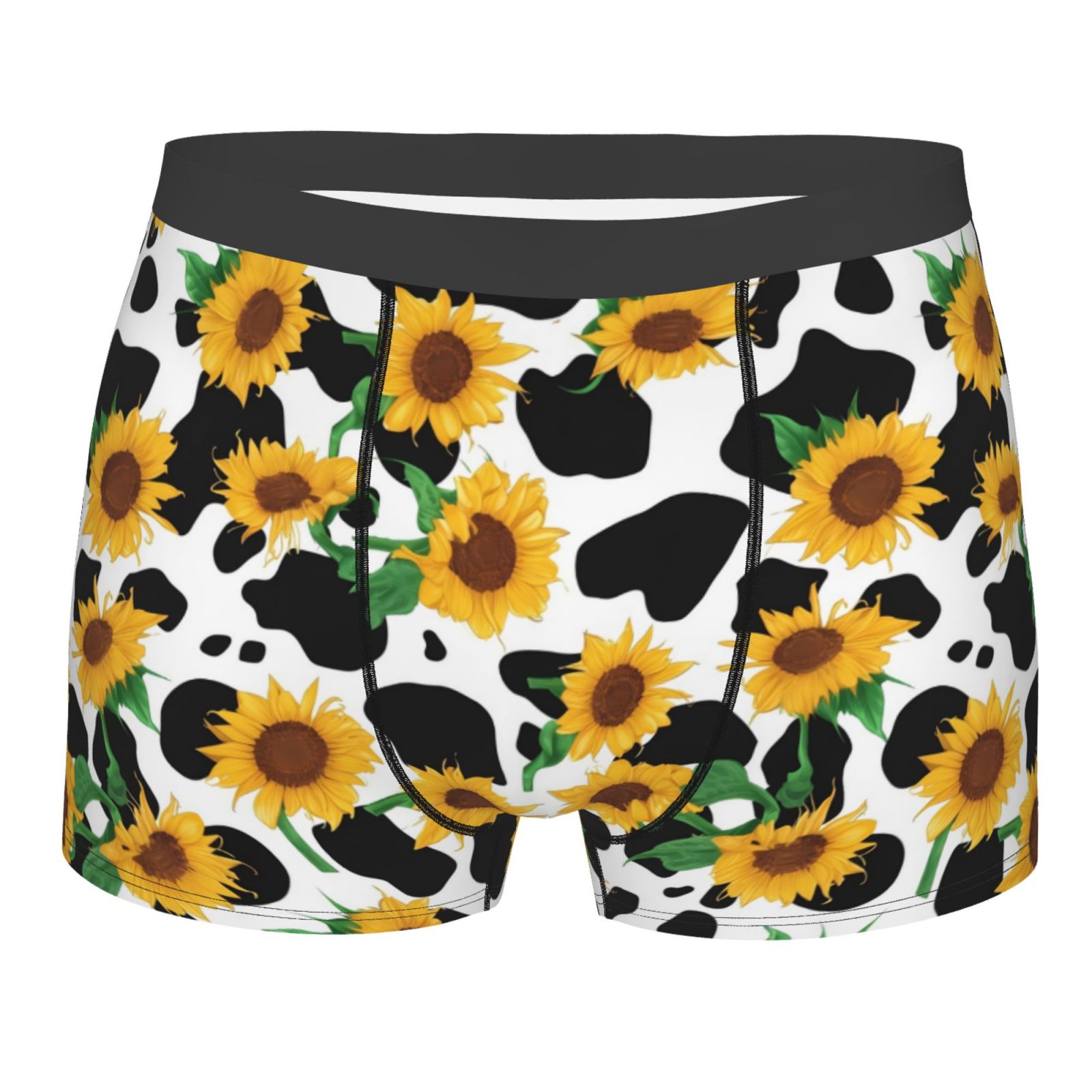 JUNZAN Cute Cow Print Sunflower C Mens Underwear Boxer Briefs for Men’s ...