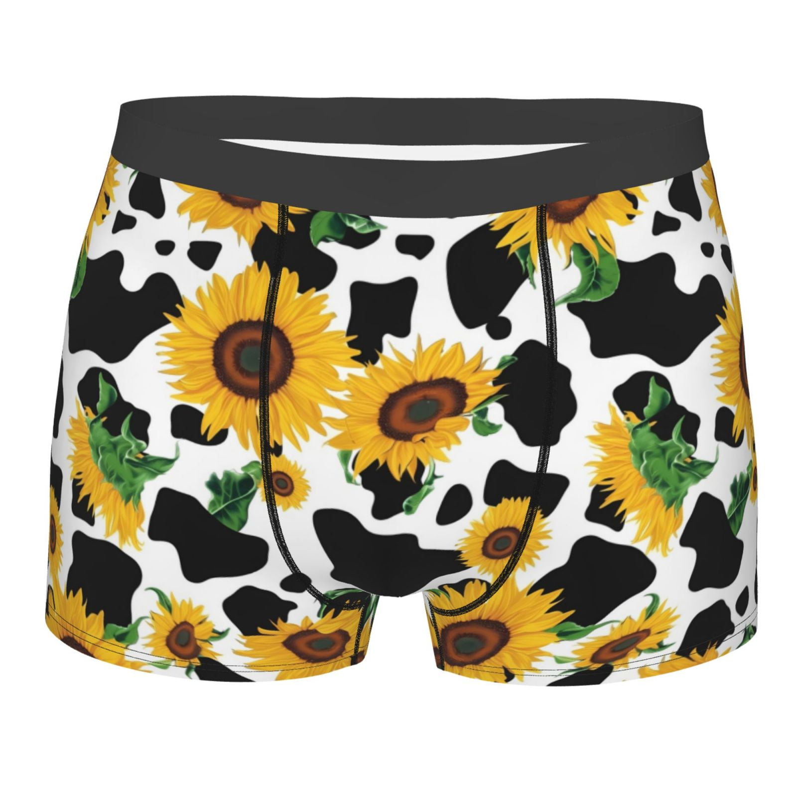 JUNZAN Cute Cow Print Sunflower D Mens Underwear Boxer Briefs for Men’s ...
