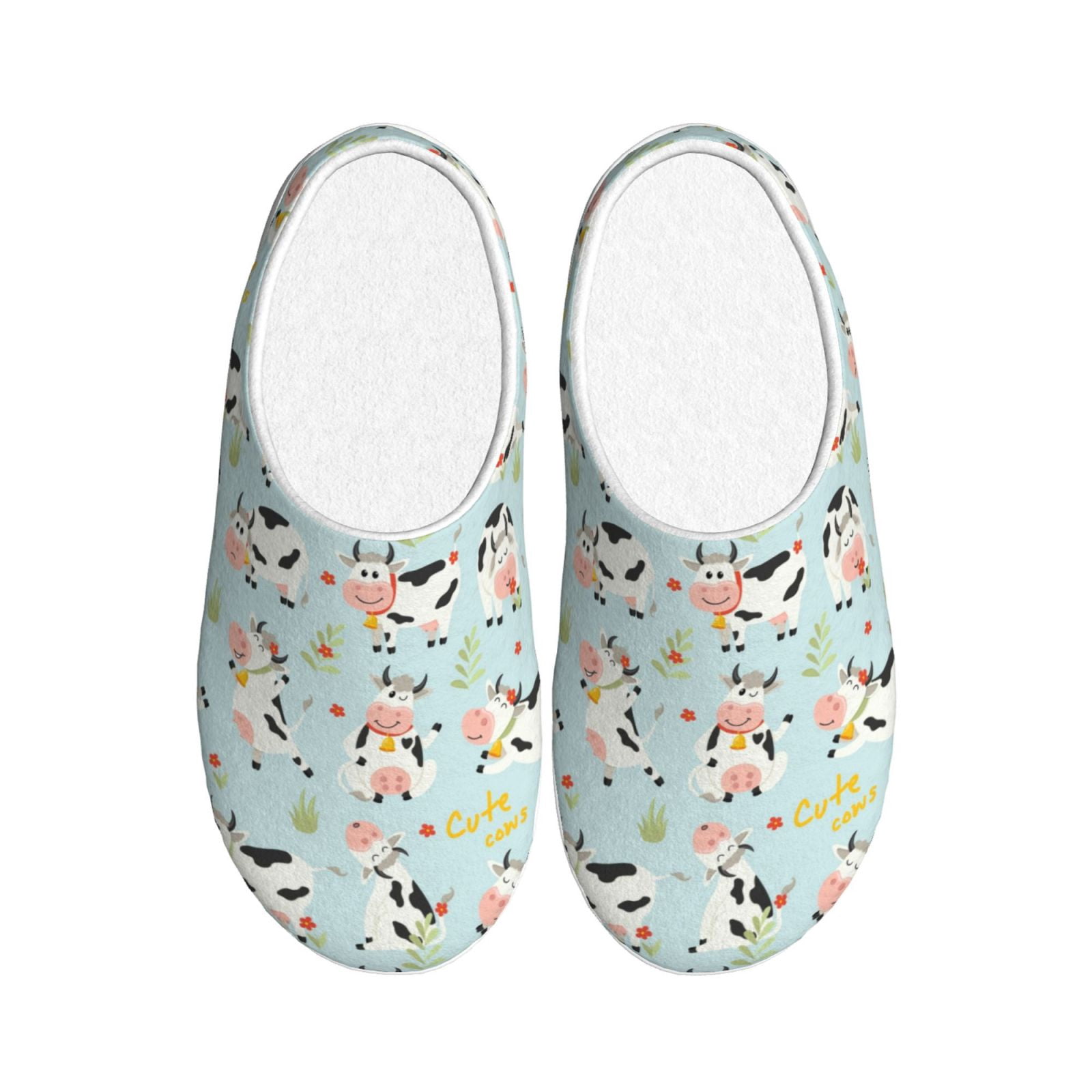 JUNZAN Cute Cows Print Cozy Slippers for Men& Women,Fuzzy Slip-on ...
