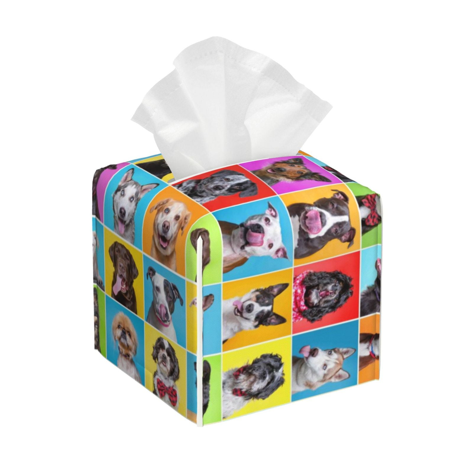 JUNZAN Cute Dogs Collage for Tissue Box Cover Holder, Square Facial ...