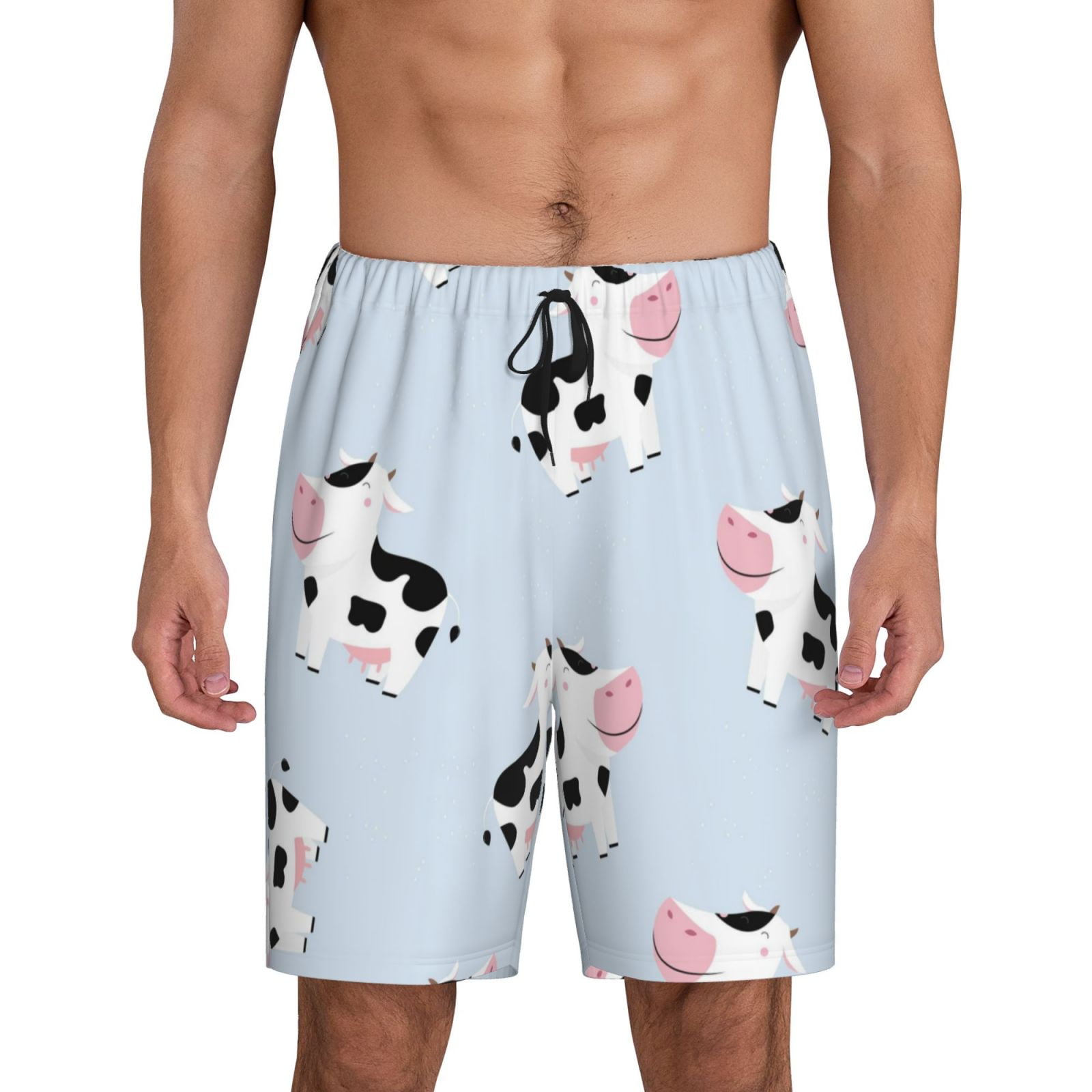 JUNZAN Cute Farm Cow Pattern Sleep Pajama Shorts for Men,Men's Pajama Bottoms,Sleepwear,Pj ...
