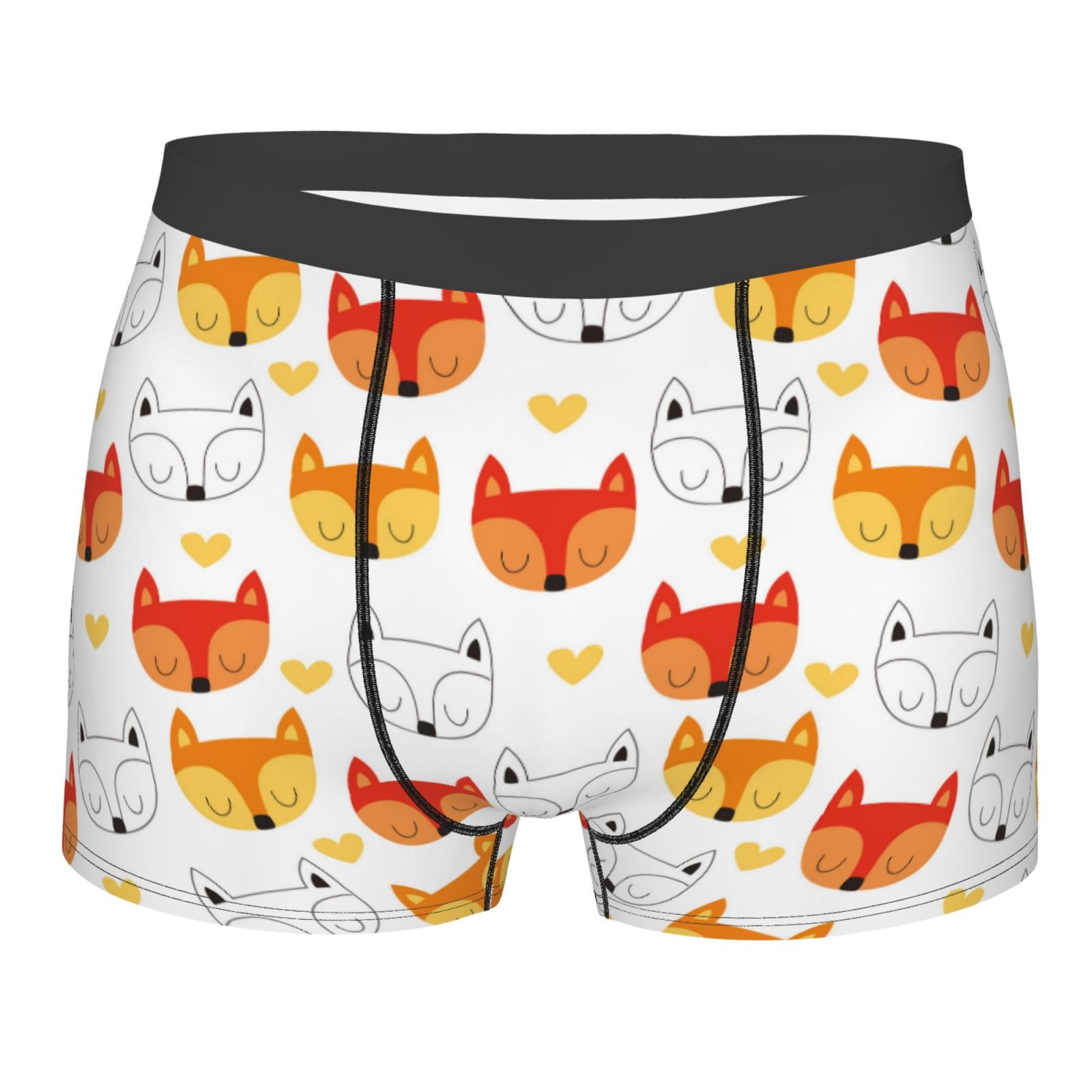 JUNZAN Cute Fox with Heart Mens Underwear Boxer Briefs for Men’s-Large ...