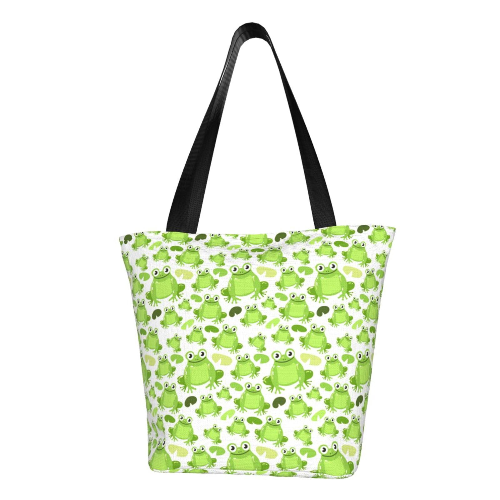 JUNZAN Cute Frogs for Shoulder Bag for Women,Tote Bag With Zipper ...