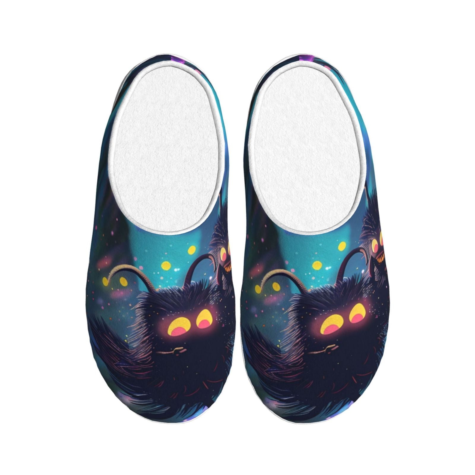 JUNZAN Cute Fuzzy Fantasy Creatures Print Cozy Slippers for Men& Women ...