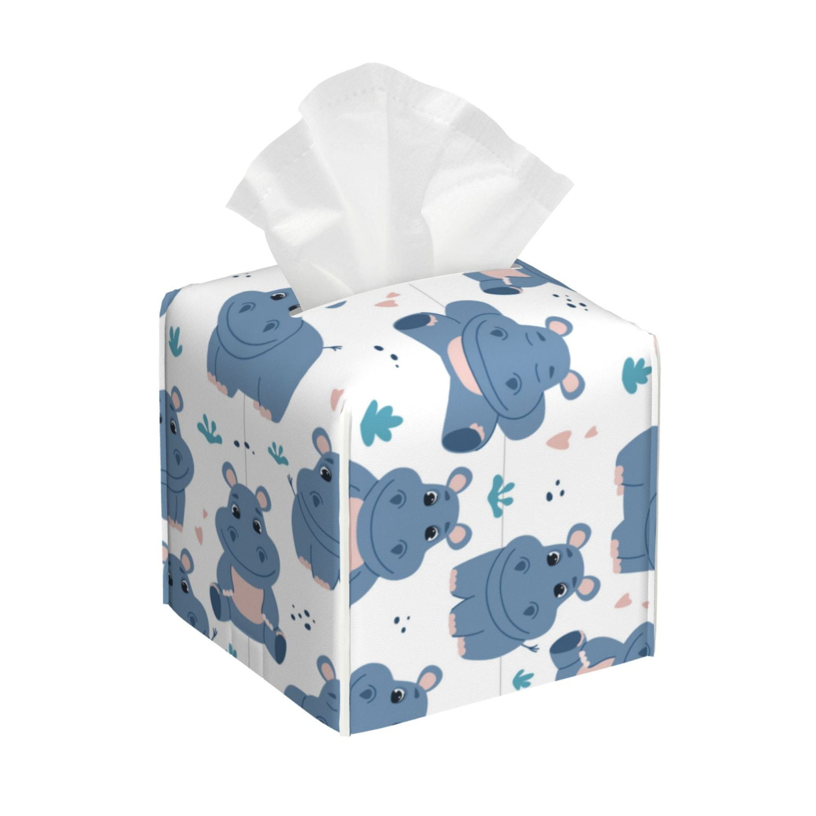 JUNZAN Cute Hippos for Tissue Box Cover Holder, Square Facial Tissue ...
