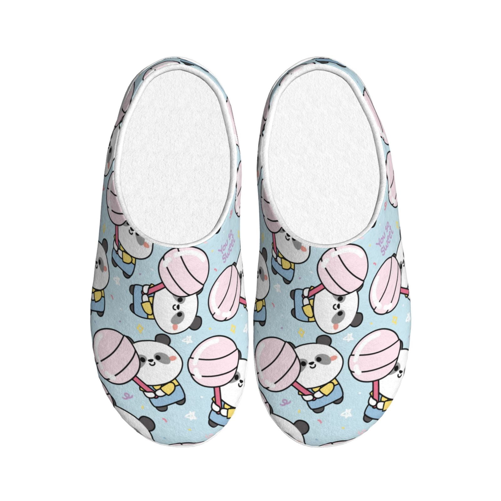 JUNZAN Cute Panda Bear Print Cozy Slippers for Men& Women,Fuzzy Slip-on ...