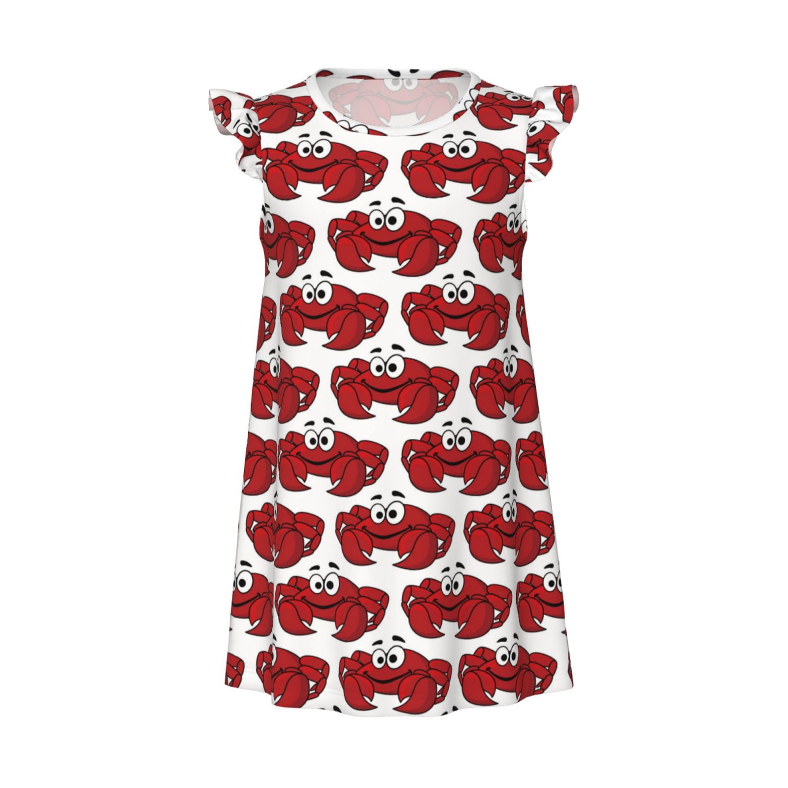 JUNZAN Cute Red Crab Print Girls Nightgown Pajamas - Soft Toddler ...