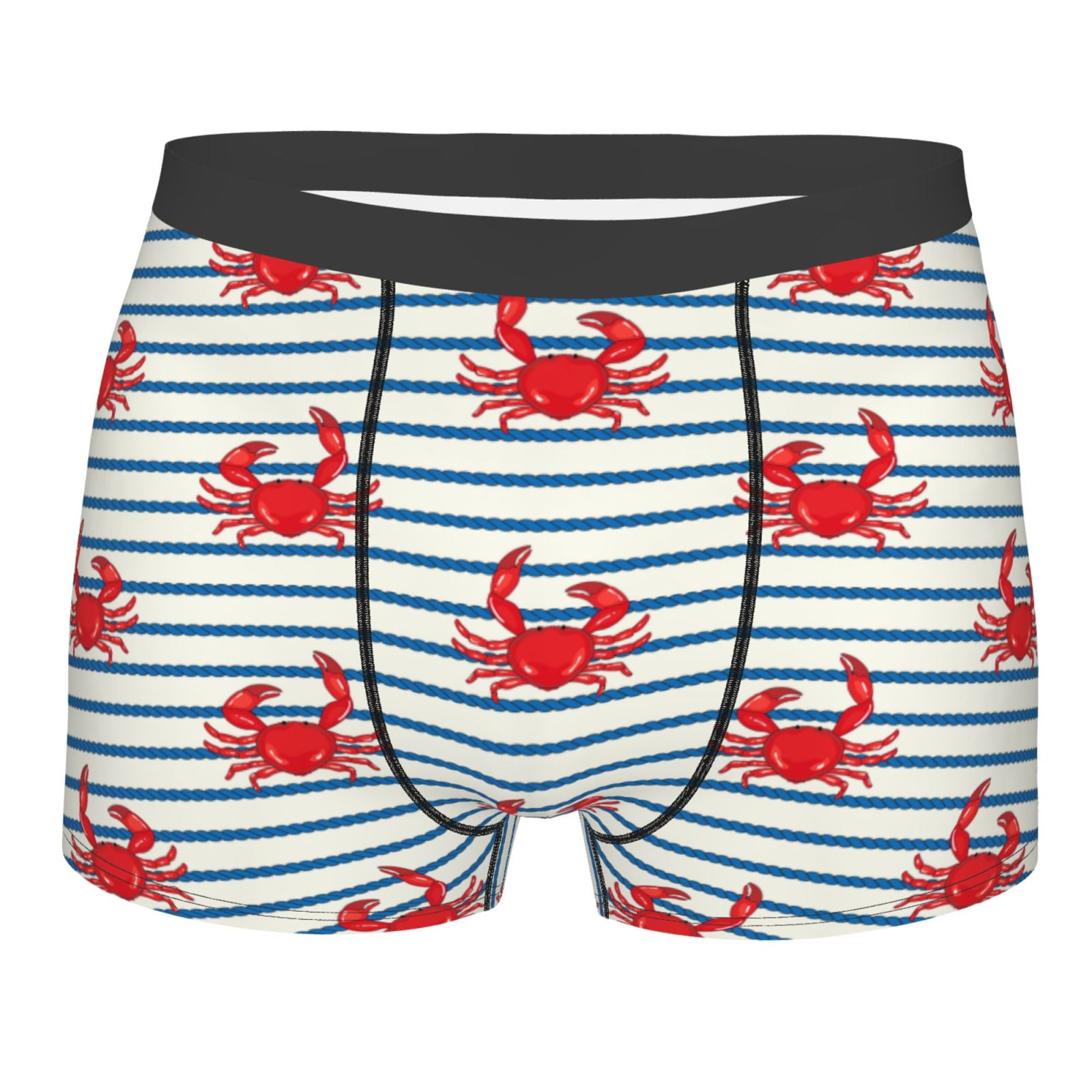 JUNZAN Cute Red Crabs With Nautical Mens Underwear Boxer Briefs for Men ...