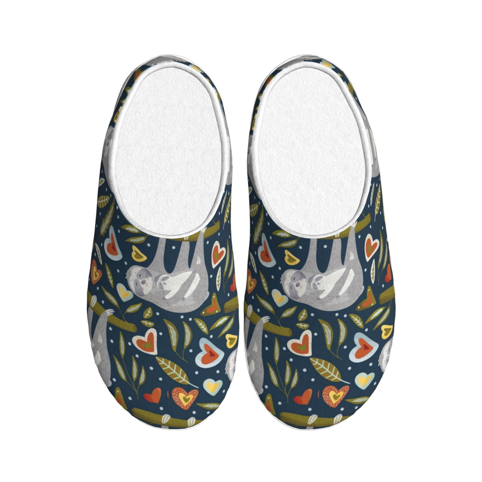 JUNZAN Cute Sloth Print Cozy Slippers for Men& Women,Fuzzy Slip-on ...
