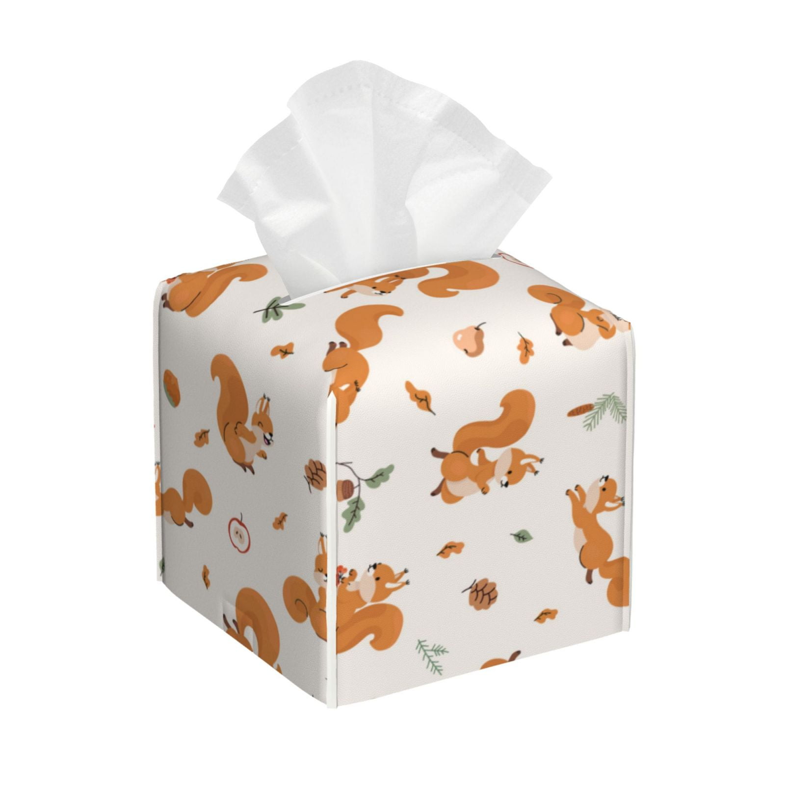 JUNZAN Cute Squirrel Fall for Tissue Box Cover Holder, Square Facial ...