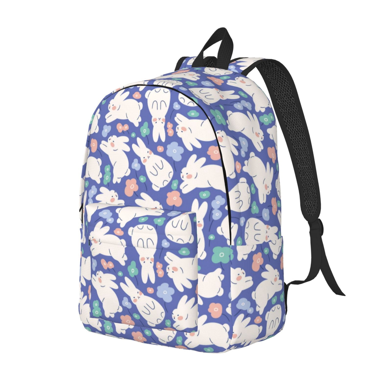 JUNZAN Cute White Rabbit Pattern Travel Laptop Backpack for Men Women ...