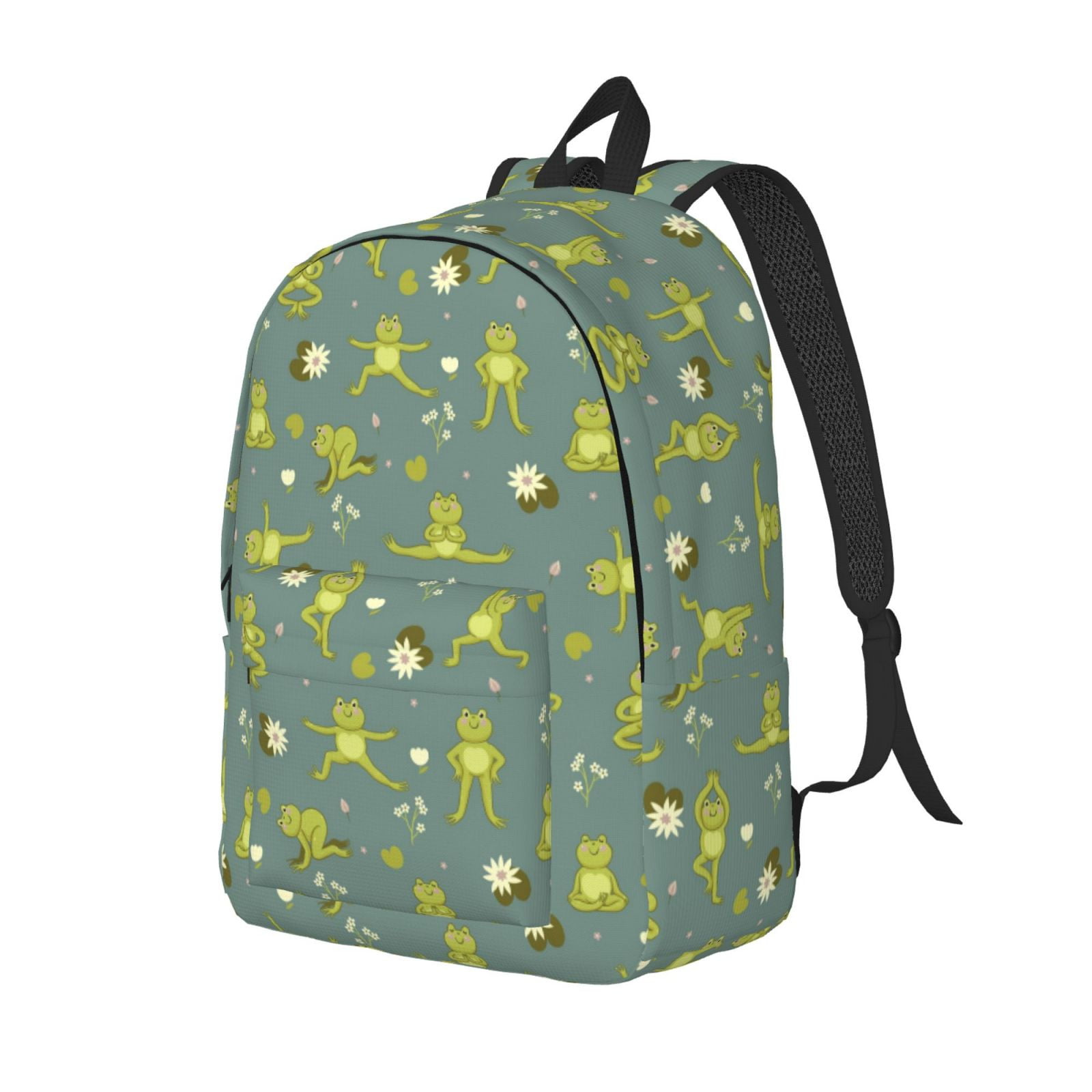 JUNZAN Cute Yoga Frogs Pattern Travel Laptop Backpack for Men Women,Casual Daypack College ...