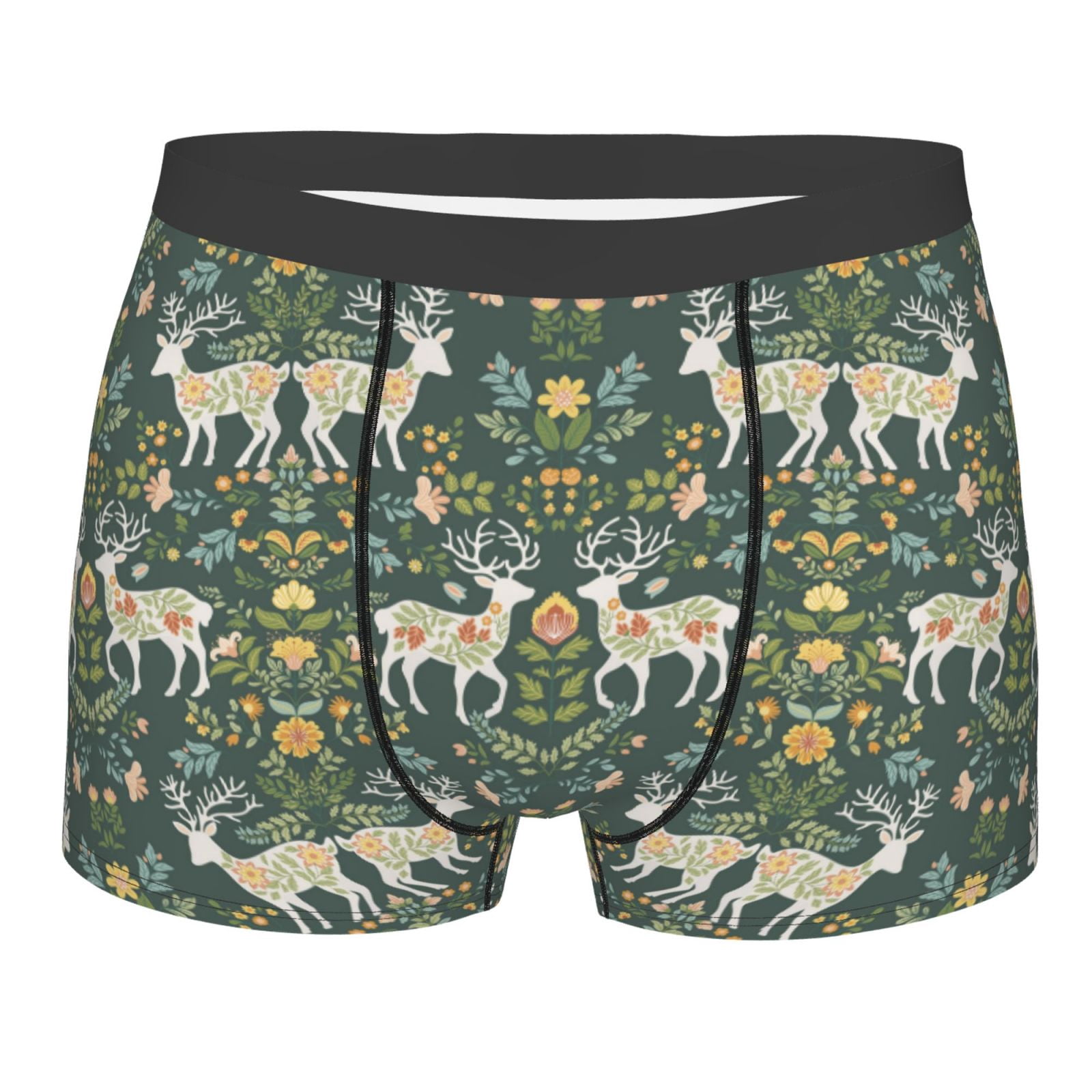 JUNZAN Deer And Flowers Mens Underwear Boxer Briefs for Men’s-Medium ...