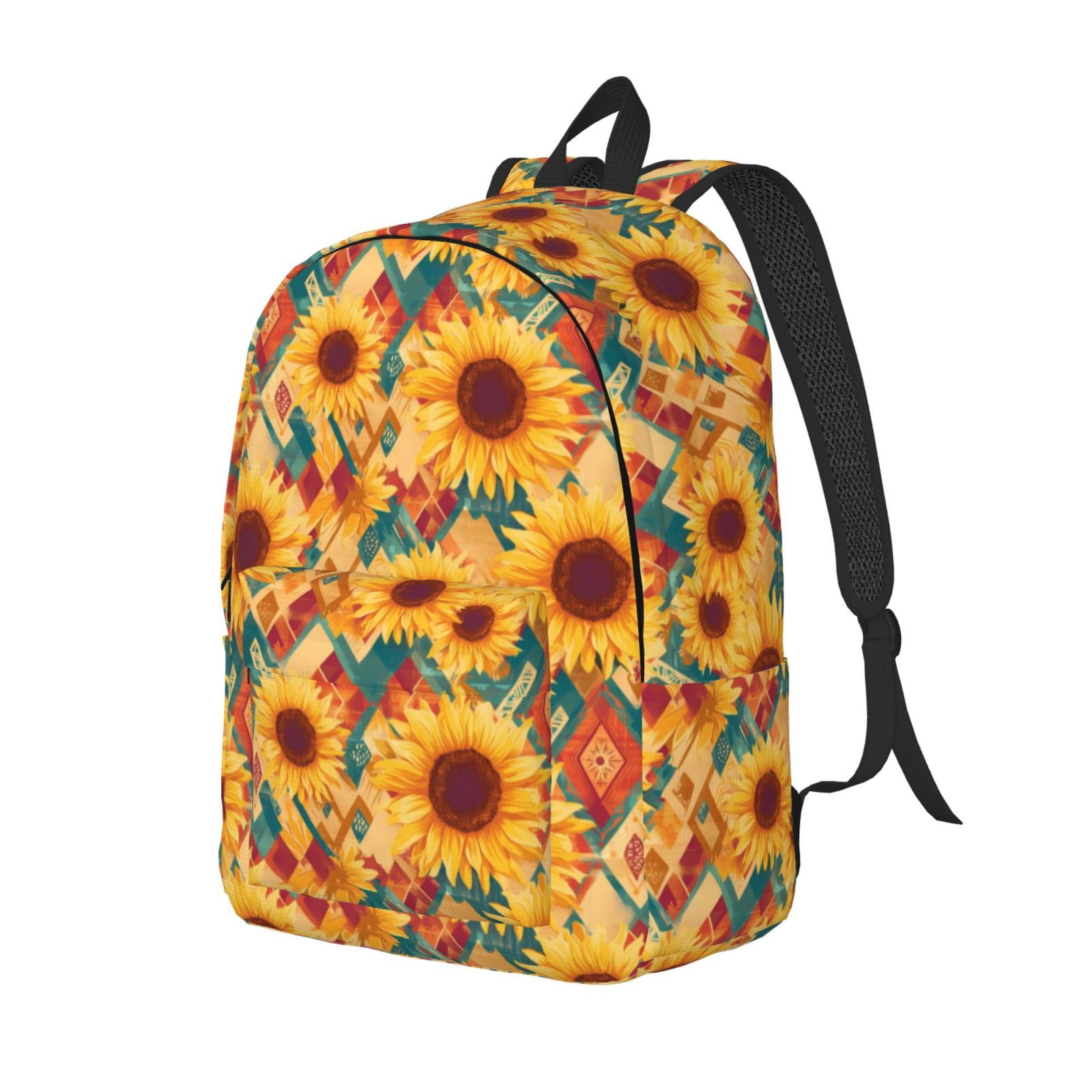 JUNZAN Diamond Bohemian Sunflower Pattern Travel Laptop Backpack for ...