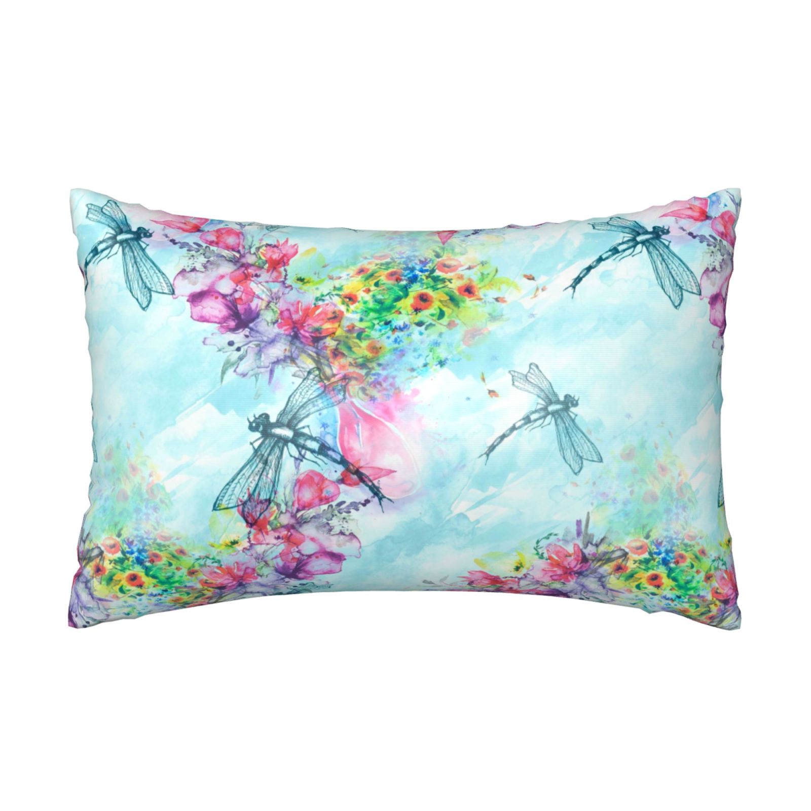 JUNZAN Dragonfly Floral Silk Pillowcase for Hair and Skin,Cooling Sleep ...