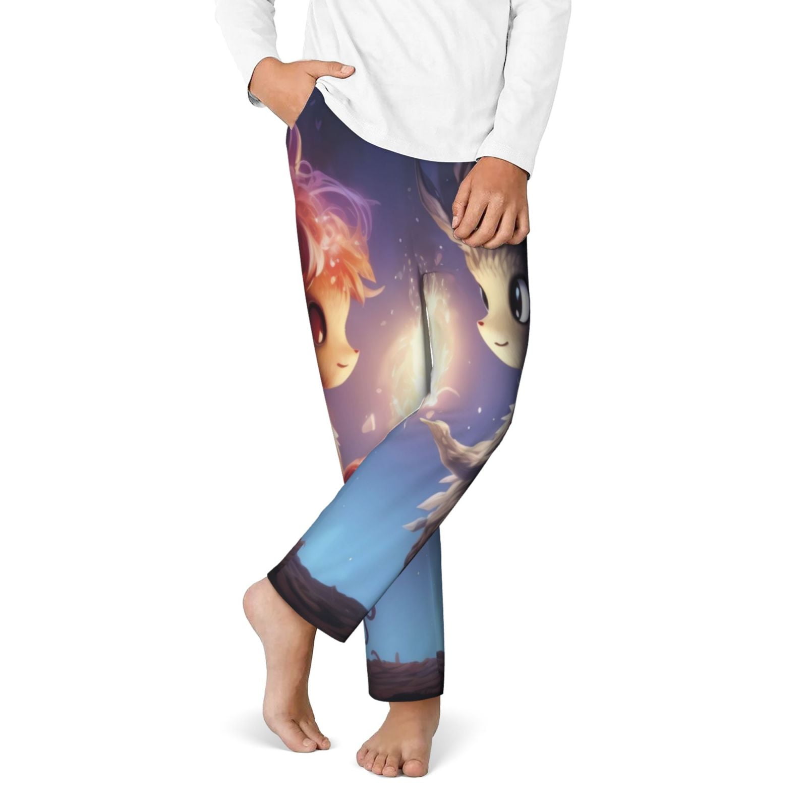 JUNZAN Dreamy Forest Elf Pattern Pajama Pants for Boys Girls,Sleep ...