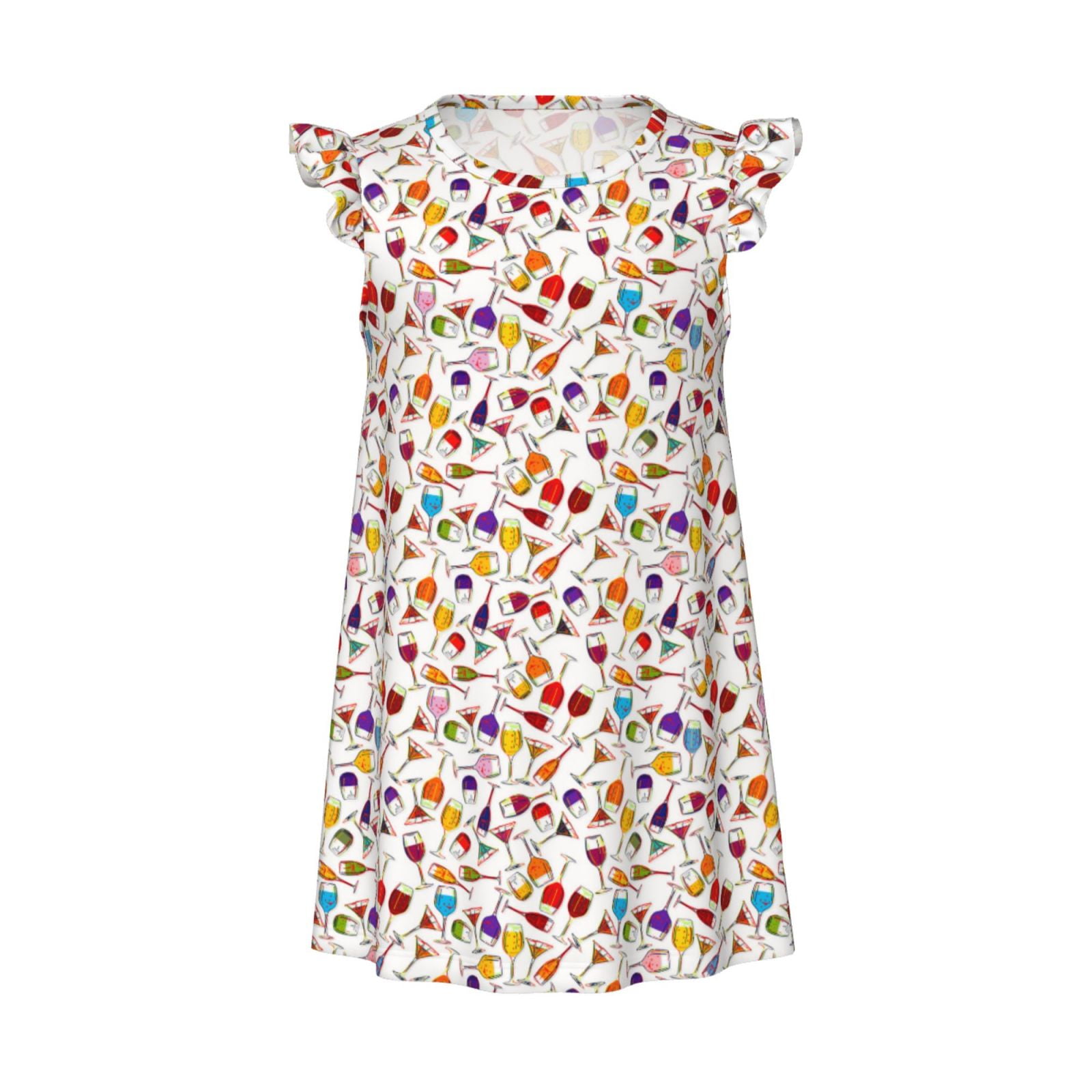 JUNZAN Drink And Cocktail Glasses Print Girls Nightgown Pajamas - Soft ...