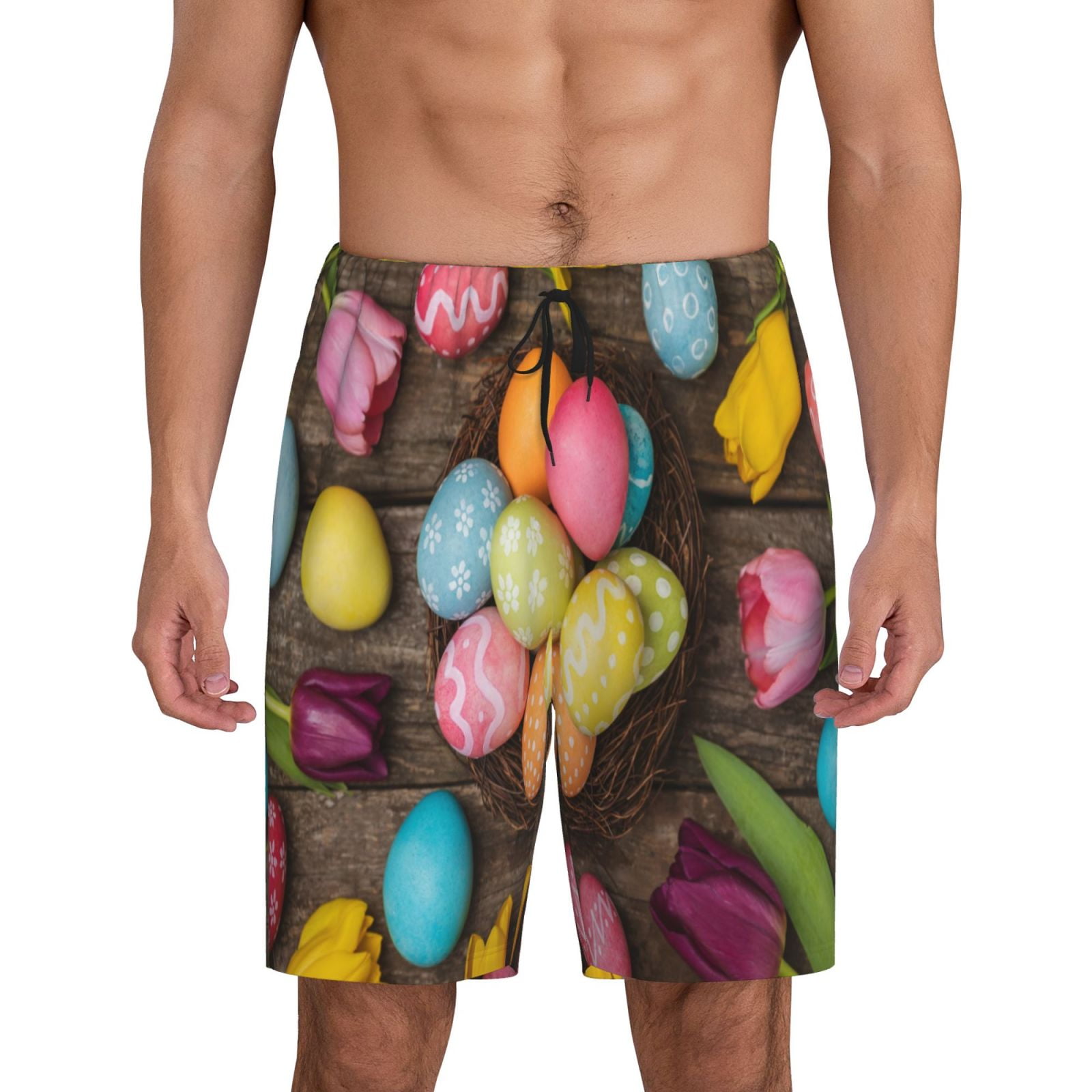 JUNZAN Easter eggs Pattern Sleep Pajama Shorts for Men,Men's Pajama ...