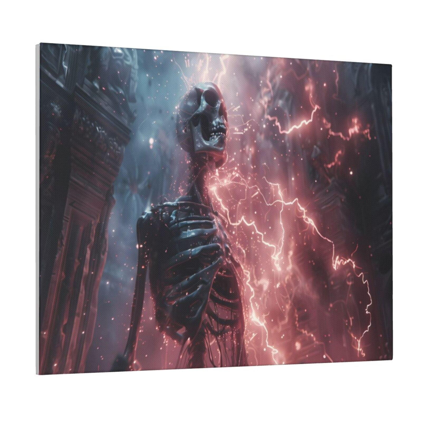 JUNZAN Electric Skeleton Surrealism Pattern Canvas Art Wall Decor ...