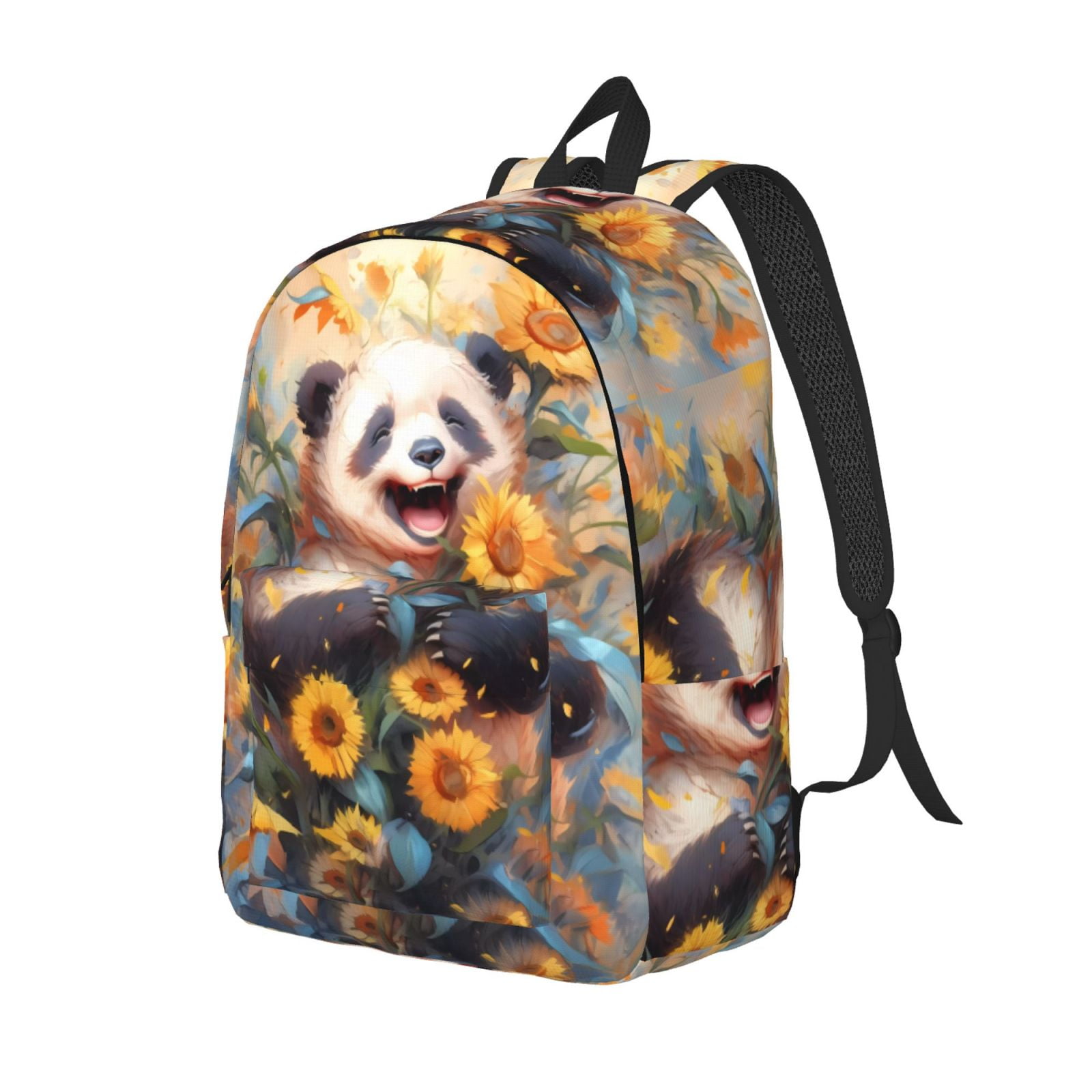 JUNZAN Elegant Cute Panda Sunflower Pattern Travel Laptop Backpack for ...
