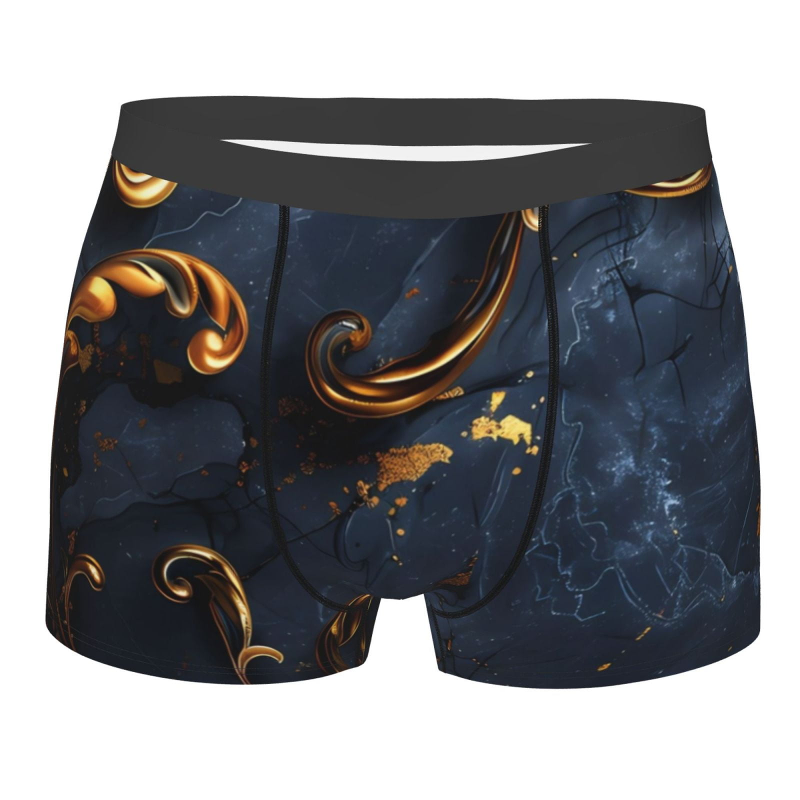 JUNZAN Elegant Gold Scrollwork Mens Underwear Boxer Briefs for Men’s-XX ...