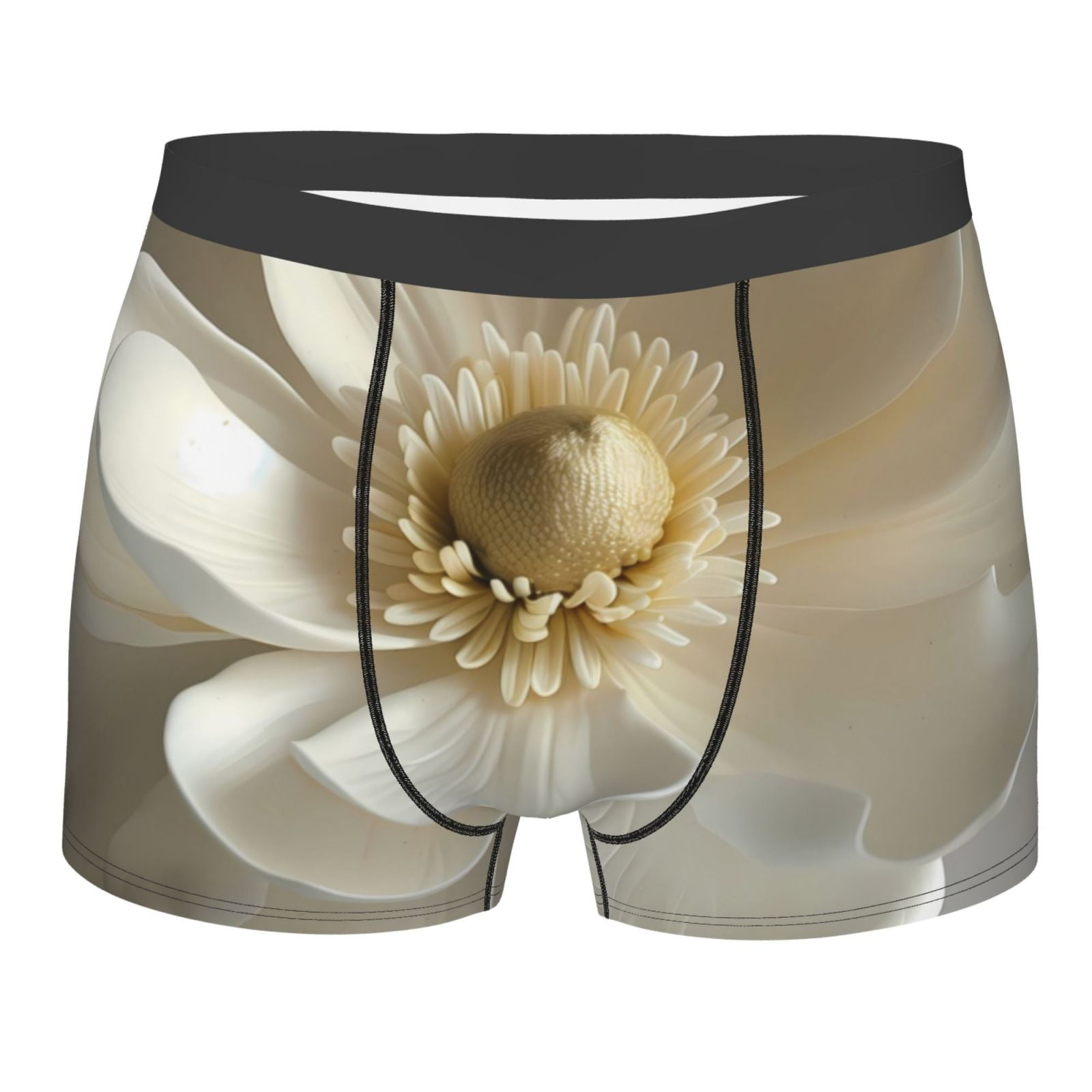 JUNZAN Elegant Ivory Flower Mens Underwear Boxer Briefs for Men’s-Large ...