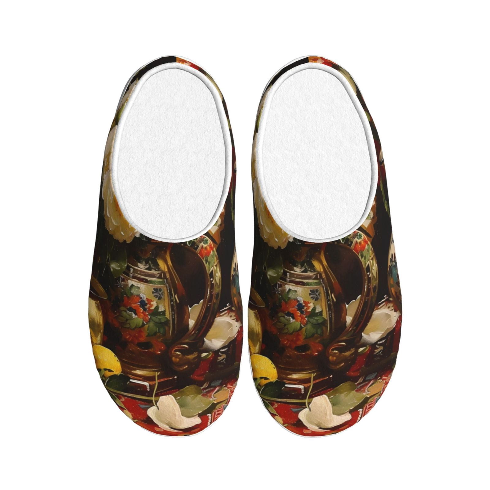 JUNZAN Elegant Still Life Roses Print Cozy Slippers for Men& Women ...