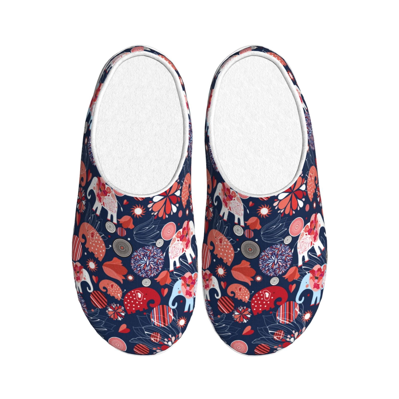 JUNZAN Elephants Print Cozy Slippers for Men& Women,Fuzzy Slip-on ...