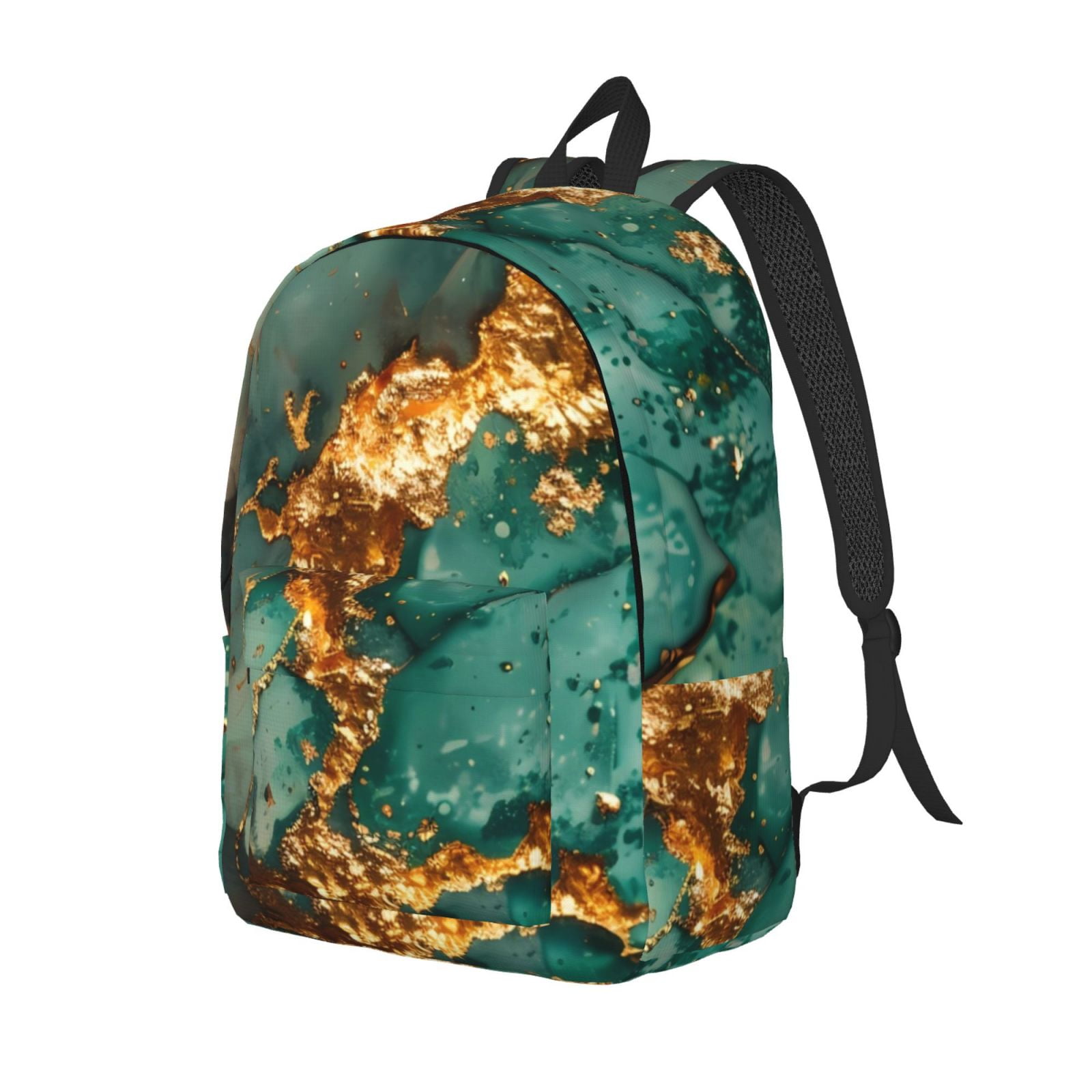 JUNZAN Emerald Color Gold Marble Pattern Travel Laptop Backpack for Men ...
