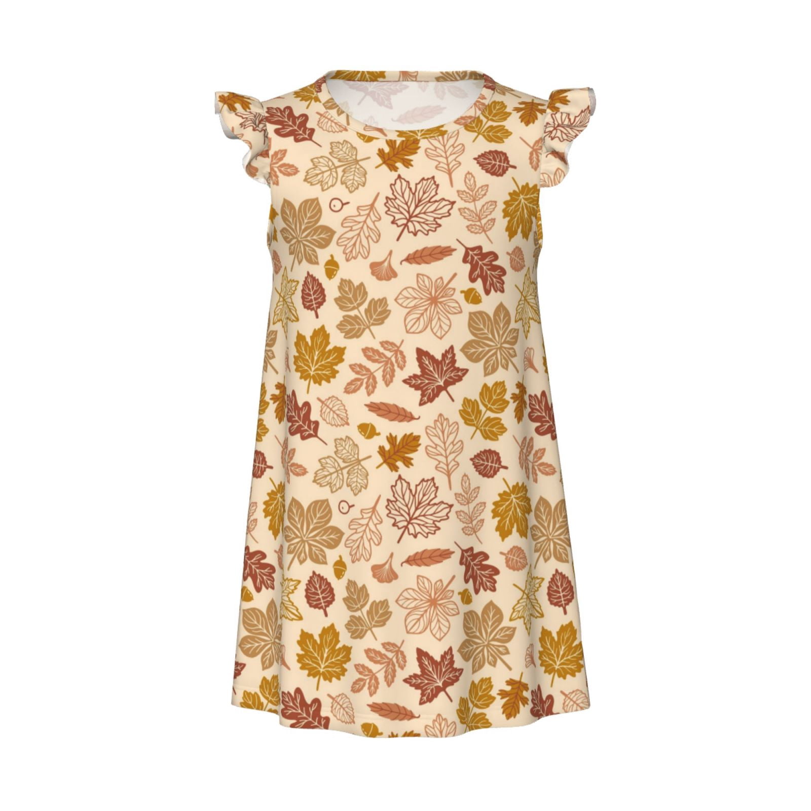 JUNZAN Fall Leaves Print Girls Nightgown Pajamas - Soft Toddler ...