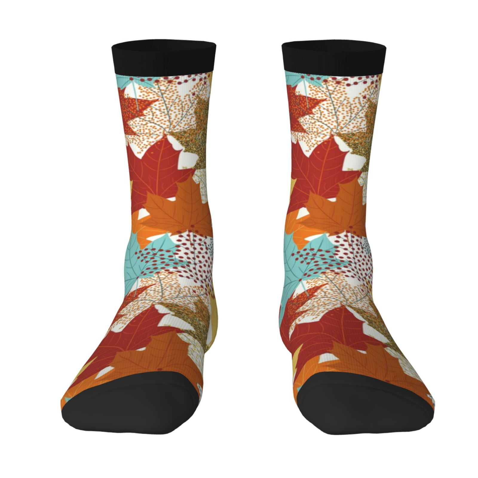 JUNZAN Fall Maple Leaves Mens Funny Socks for Men Women Colorful Fun ...