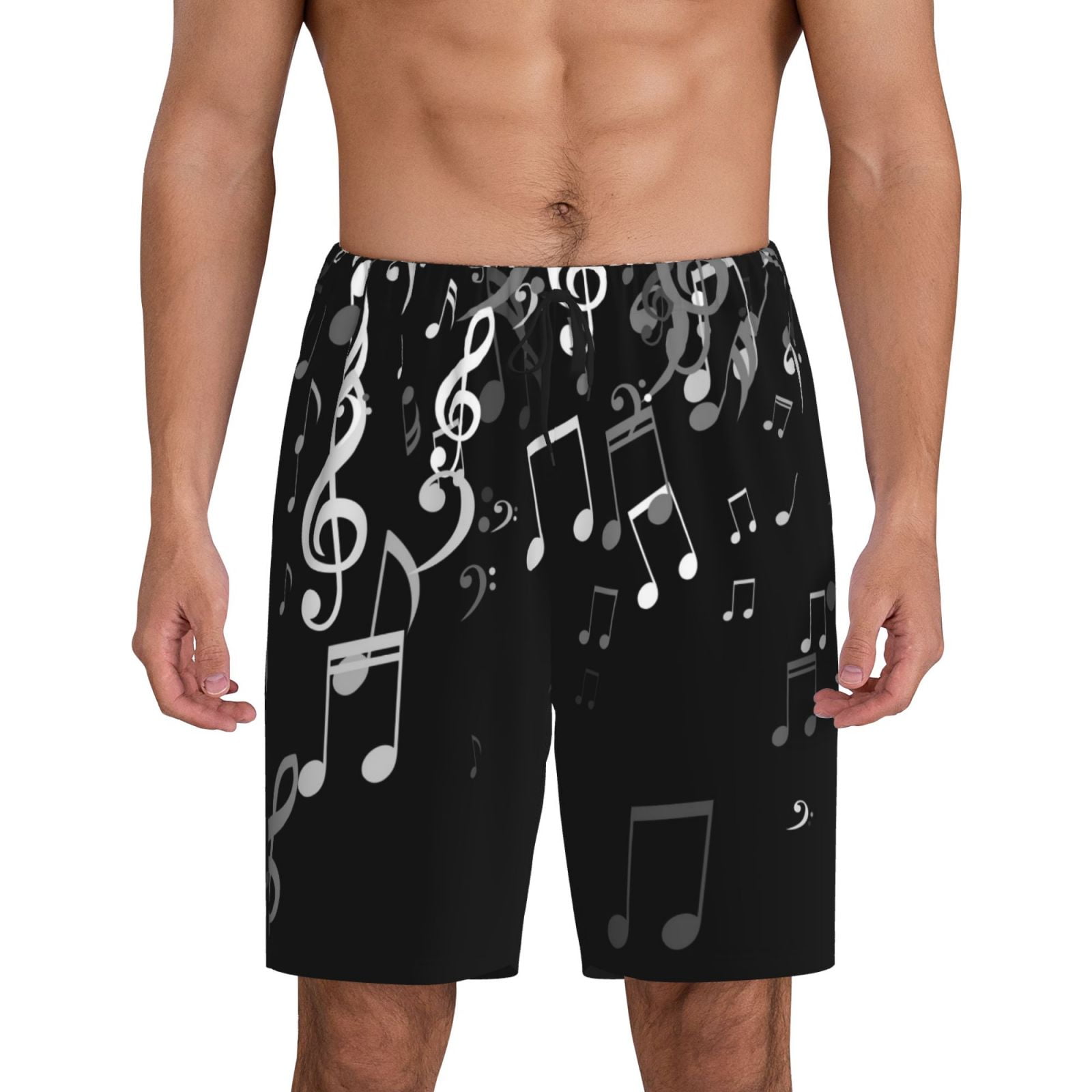 JUNZAN Falling Musical Pattern Sleep Pajama Shorts for Men,Men's Pajama ...