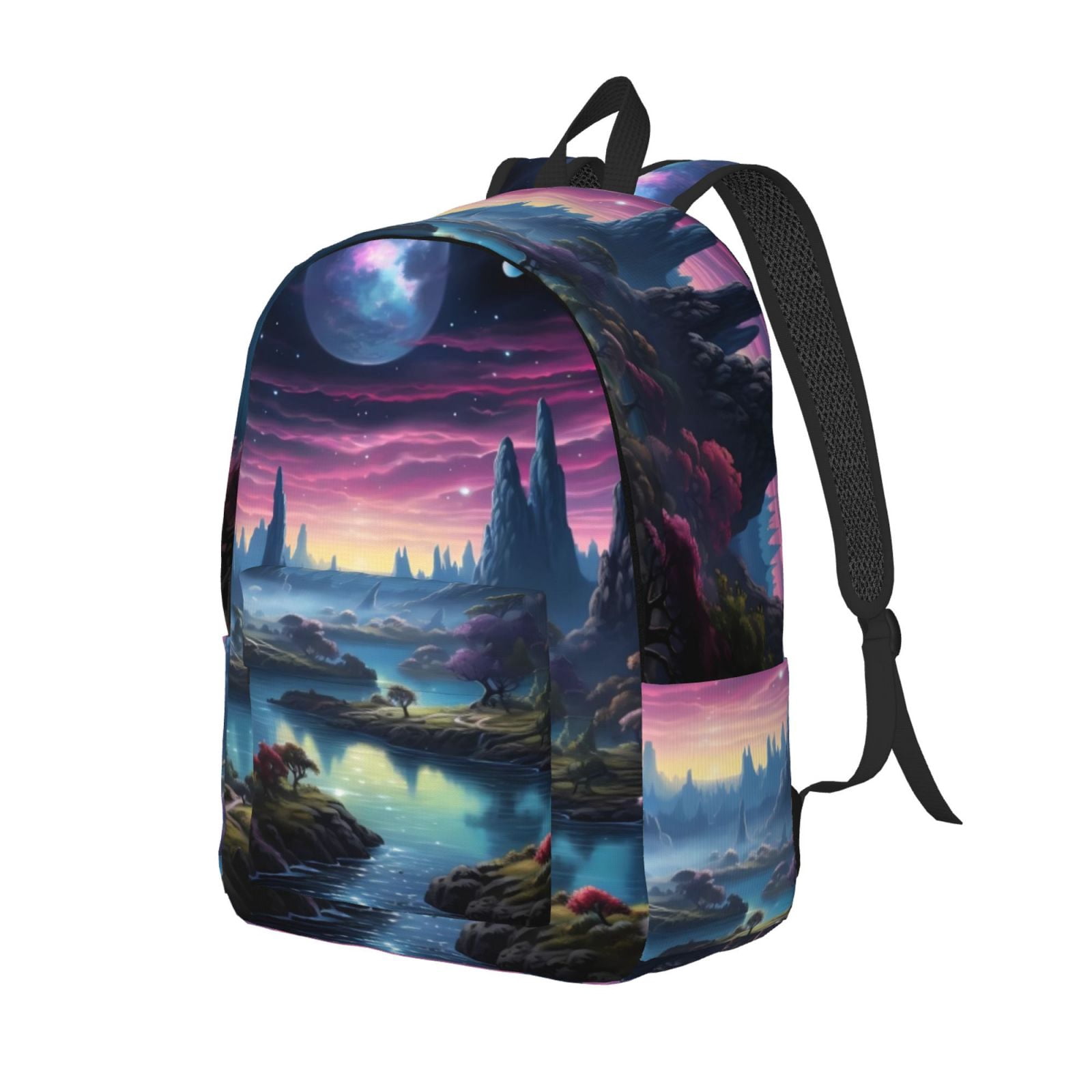 JUNZAN Fantasy Landscape Starry Night Pattern Travel Laptop Backpack ...